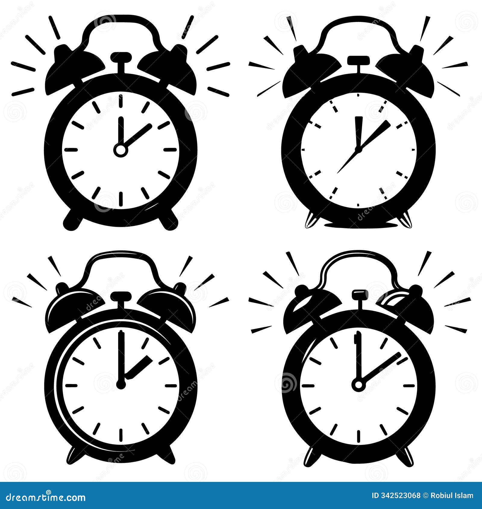 Geometric Alarm Clock Silhouette Vector Design Stock Vector ...