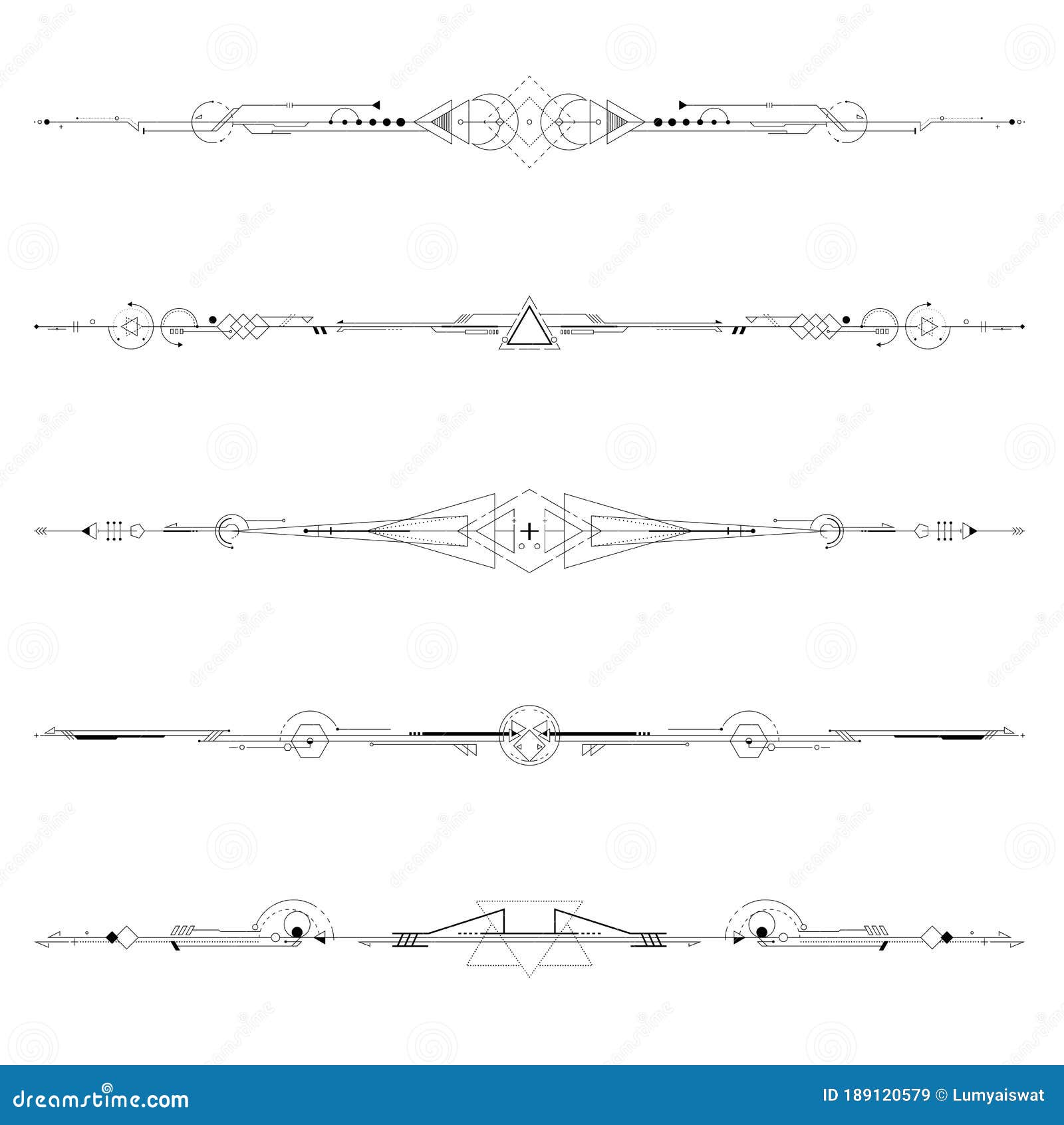 Geometric Alchemy Symbol Decorative Elements Border Set Stock Vector ...