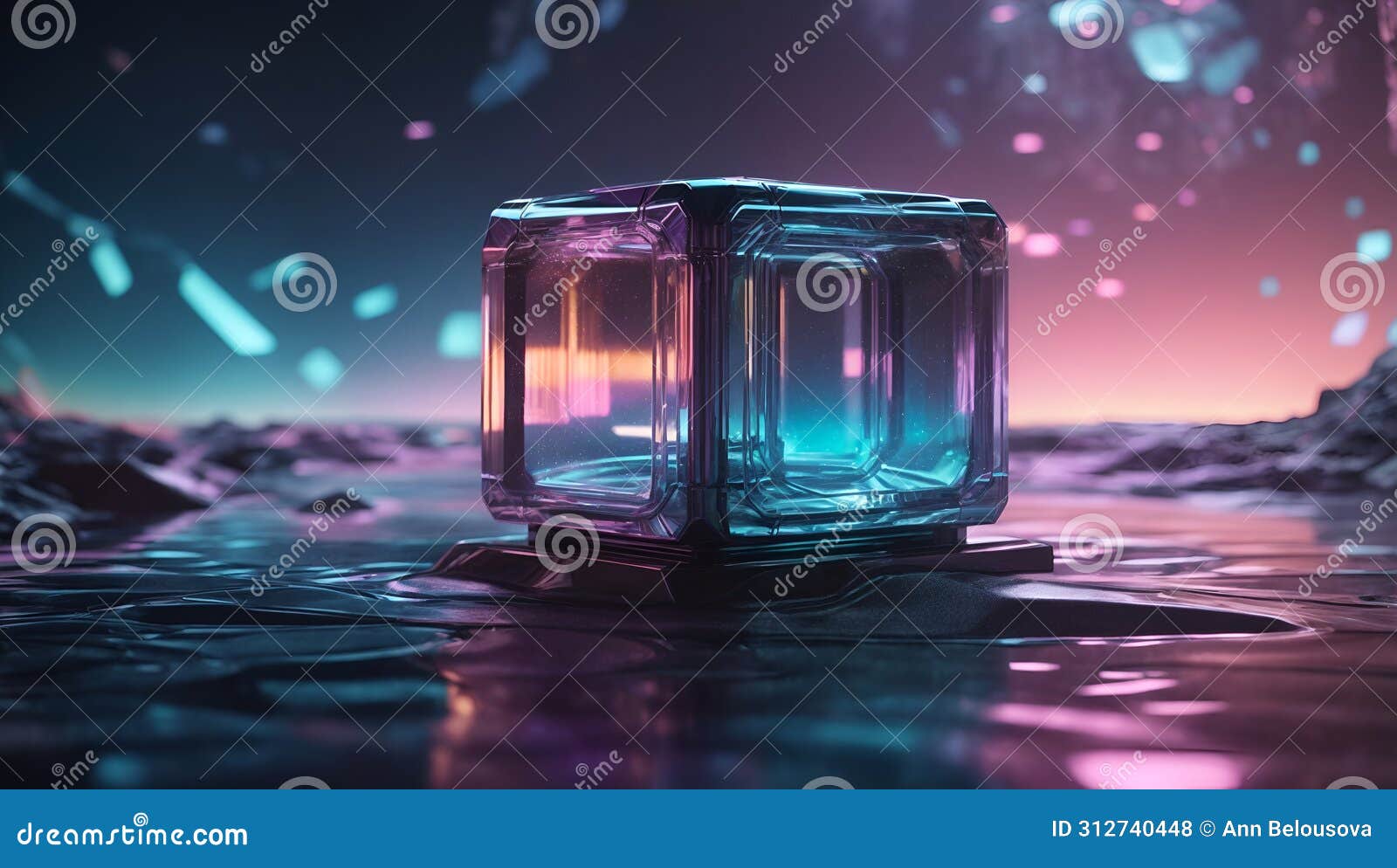 Geometric, Alien Space Cube. Multicolored Background. Stock ...