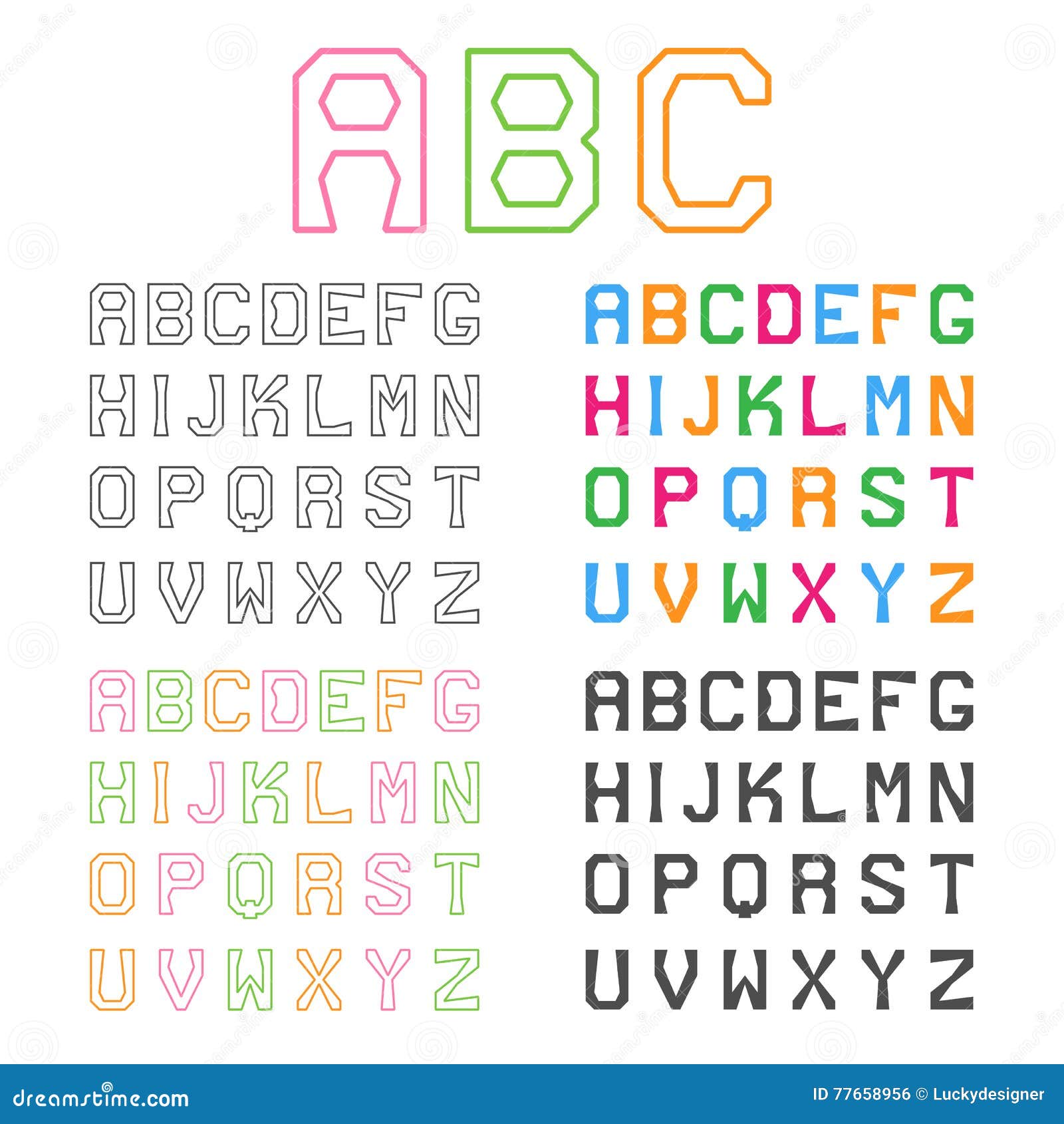 Geometric Alphabet. Line Font. Graphic ABC Stock Vector - Illustration ...