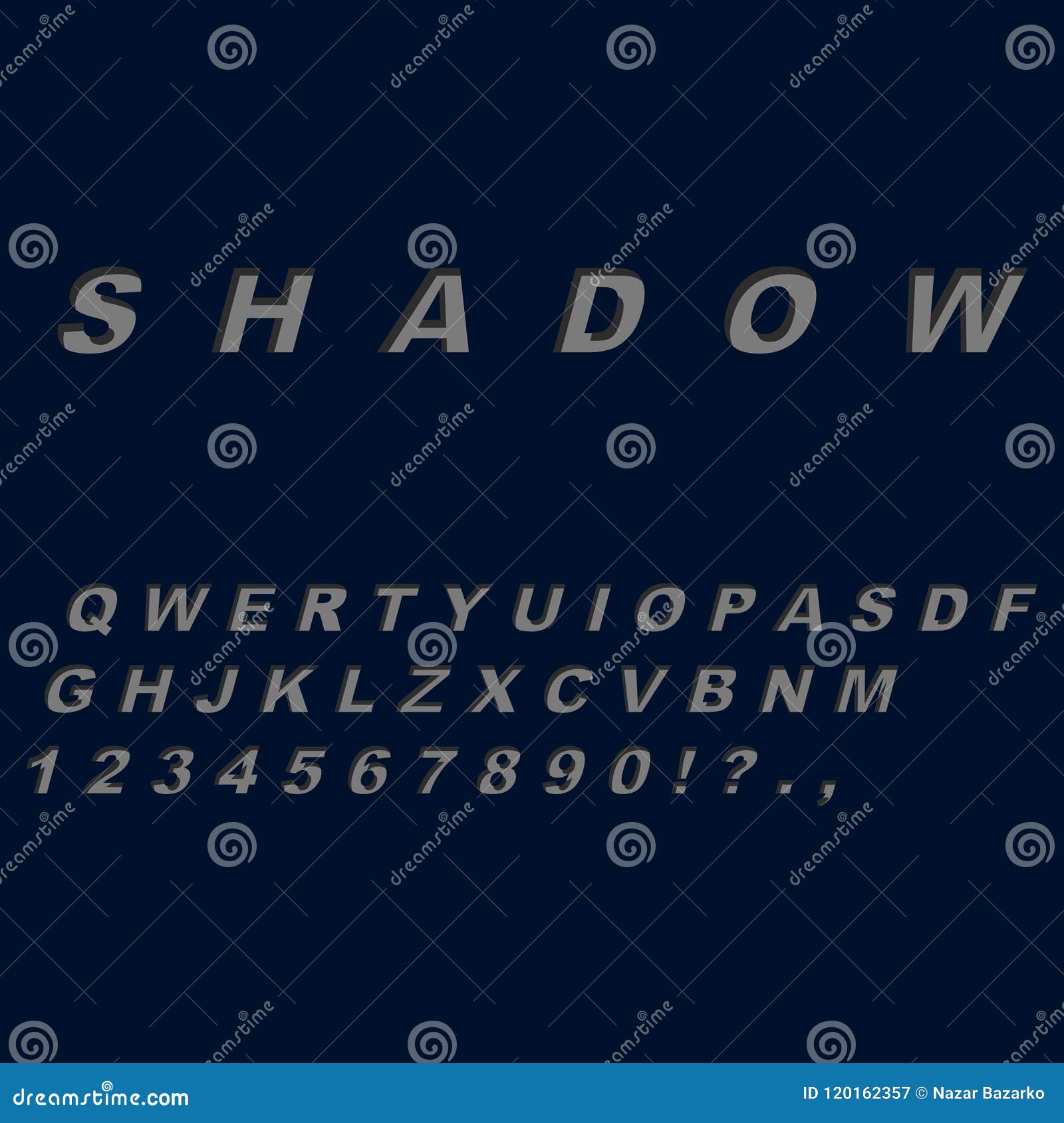 Geometric Alphabet with Shadow. Vector Font Stock Illustration ...