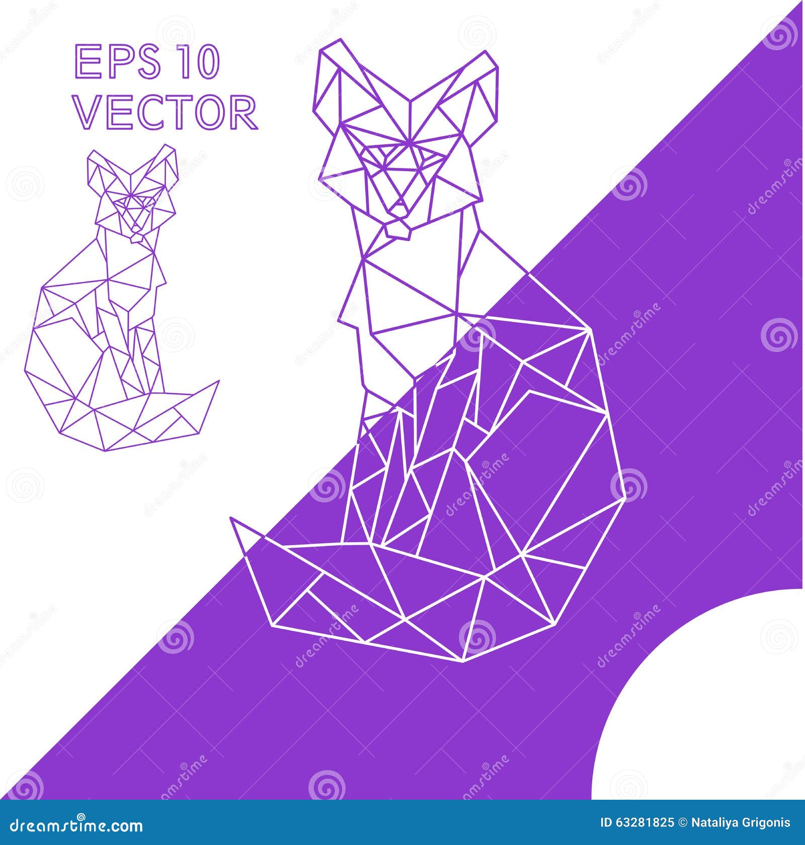 Geometric Animal Fox Outline Stock Illustrations – 525 Geometric Animal ...