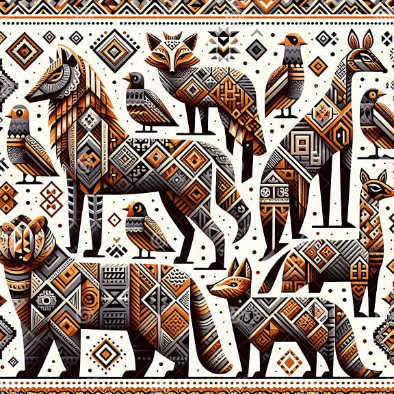Geometric Animal Pattern a Repeating Pattern Featuring Stylized Stock ...