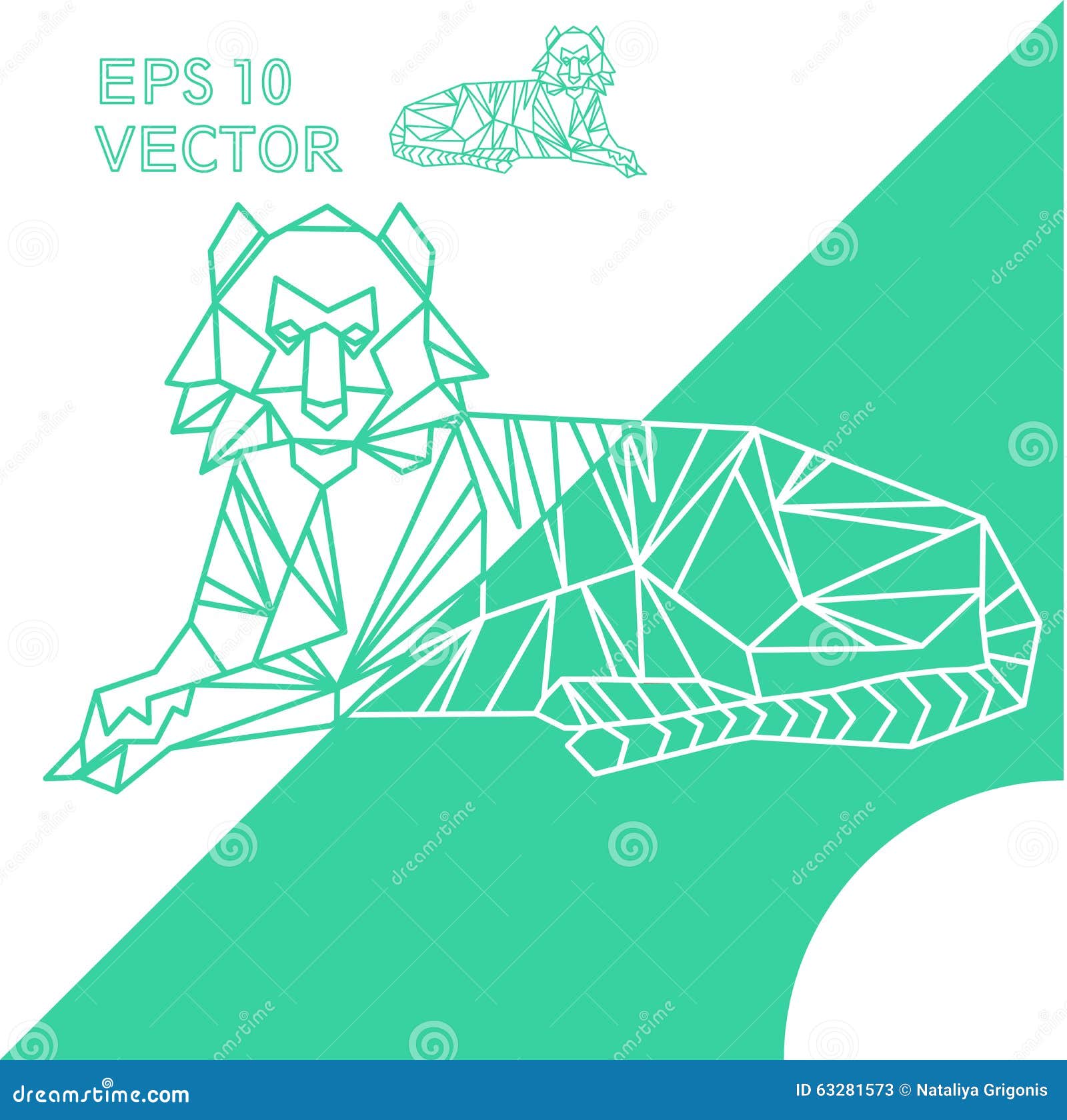 Geometric Animal Tiger Outline Eps Vector Stock Vector - Illustration ...