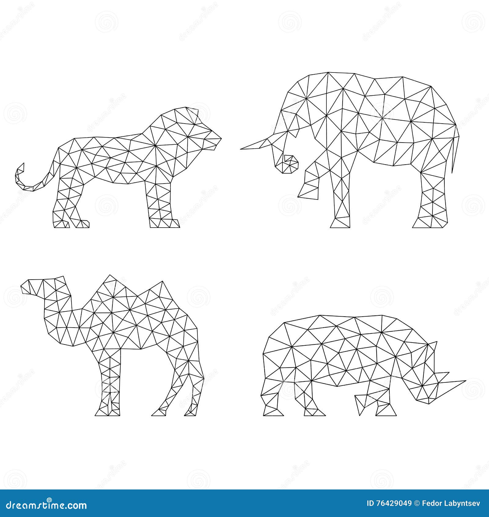 Geometric Animals Silhouettes. Set Of Polygons Royalty-Free Stock ...