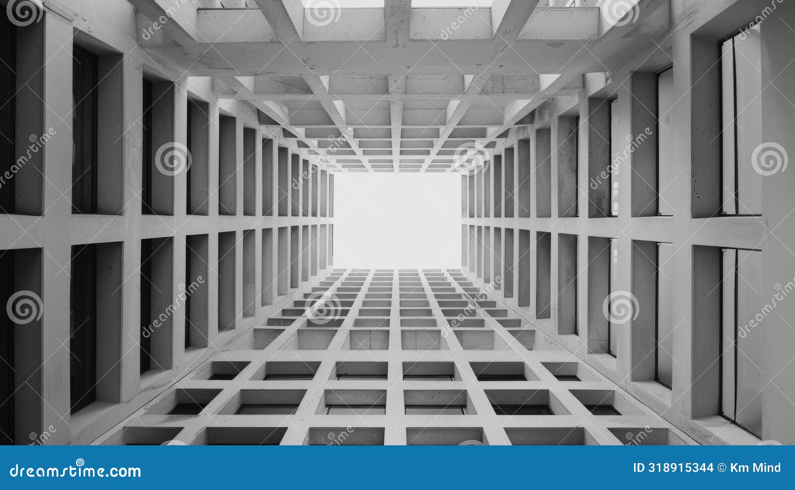 Geometric Architectural Perspective of Concrete Grid Stock Illustration ...