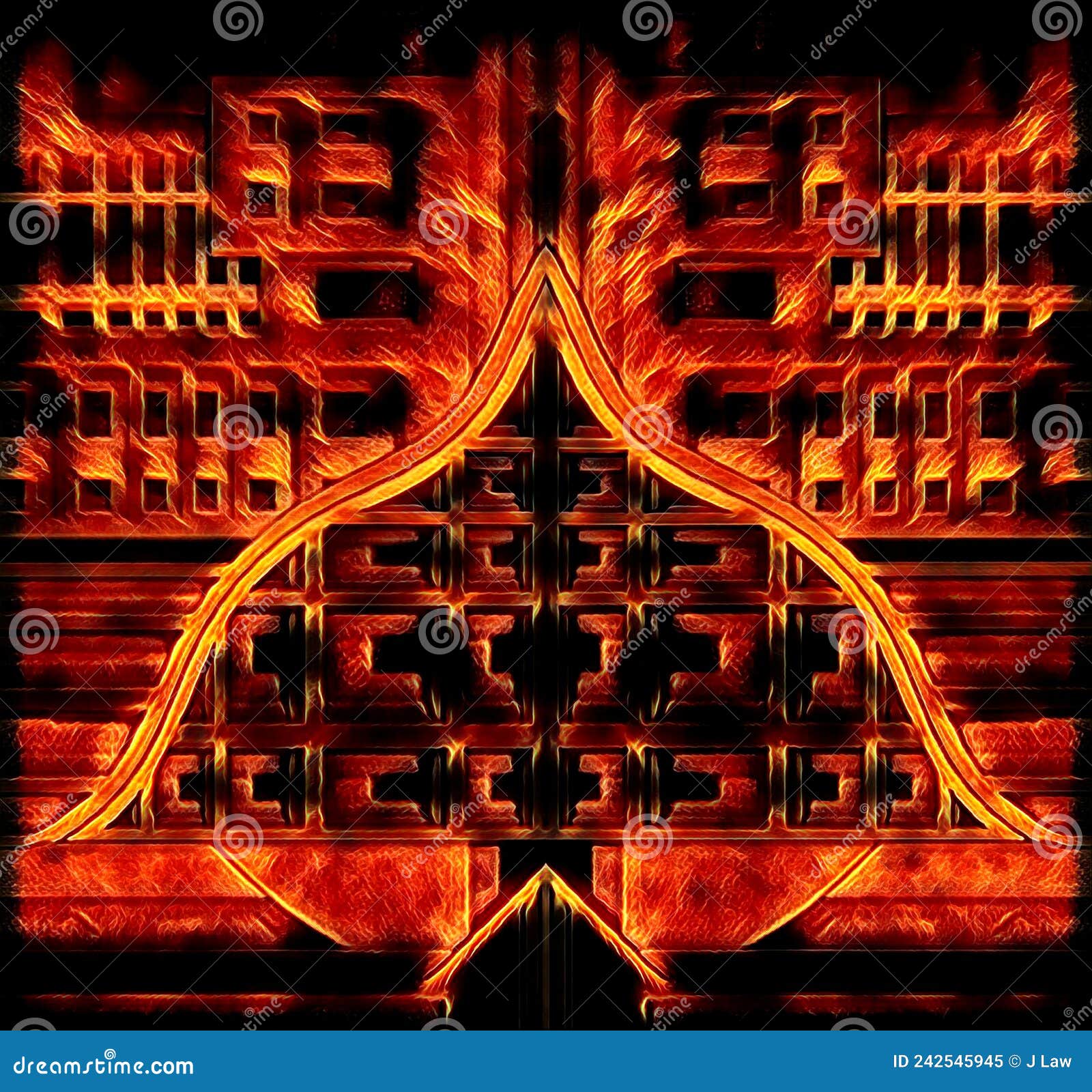 Geometric Architectural Shapes Pattern and Design in Red-hot Metal on a ...