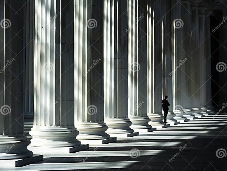 Geometric Architecture Background with Very Tall Columns Stock ...