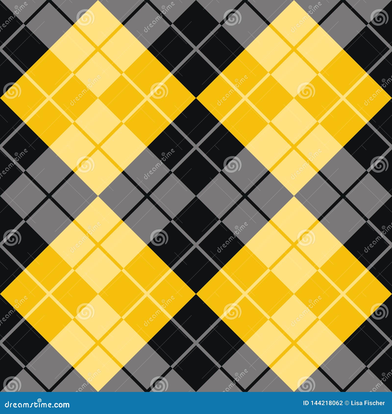 Argyle Pattern in Black and Yellow Stock Vector - Illustration of ...