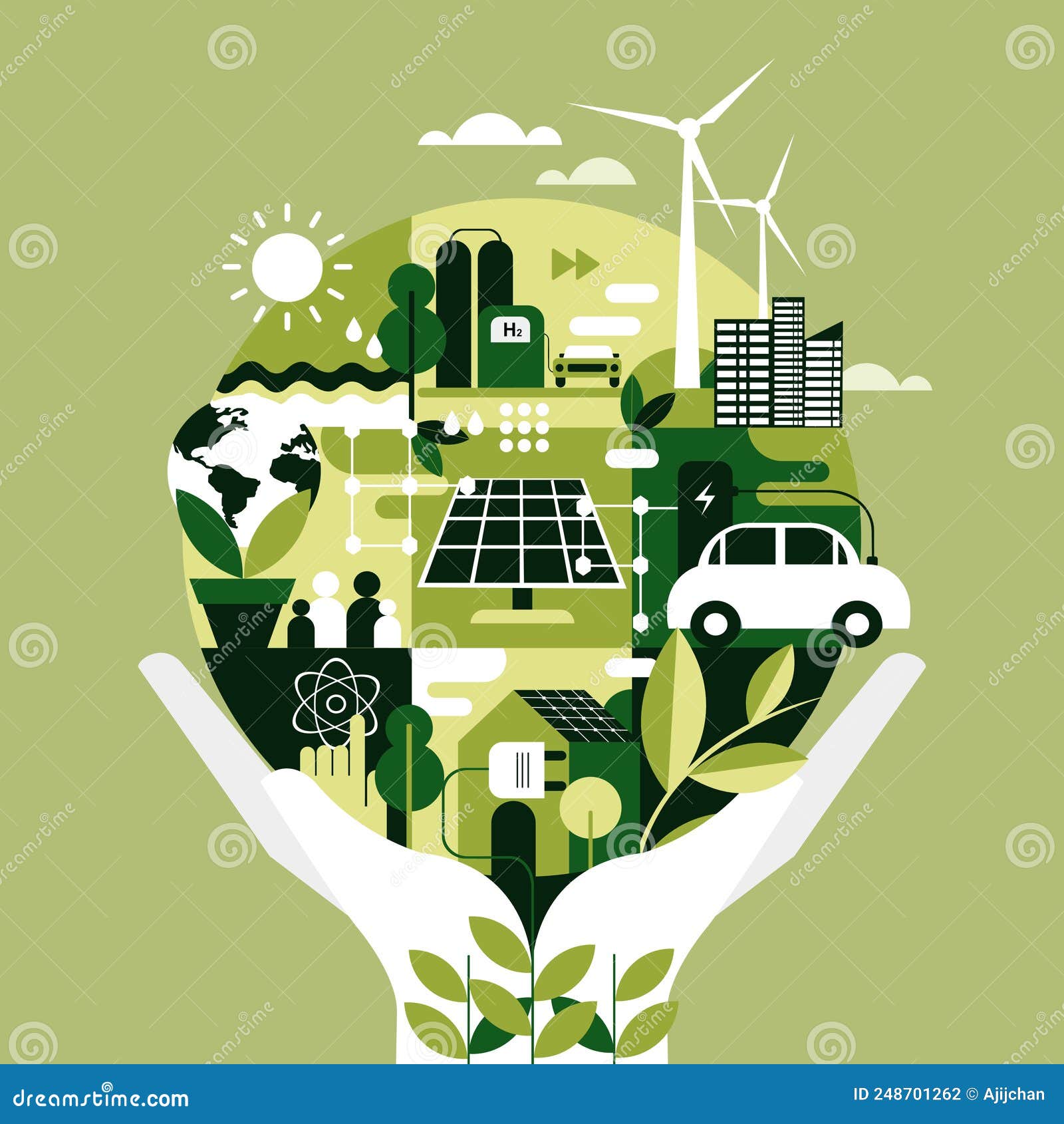 Human Hands Holding Earth with Non Polluting Eco Friendly Energy ...