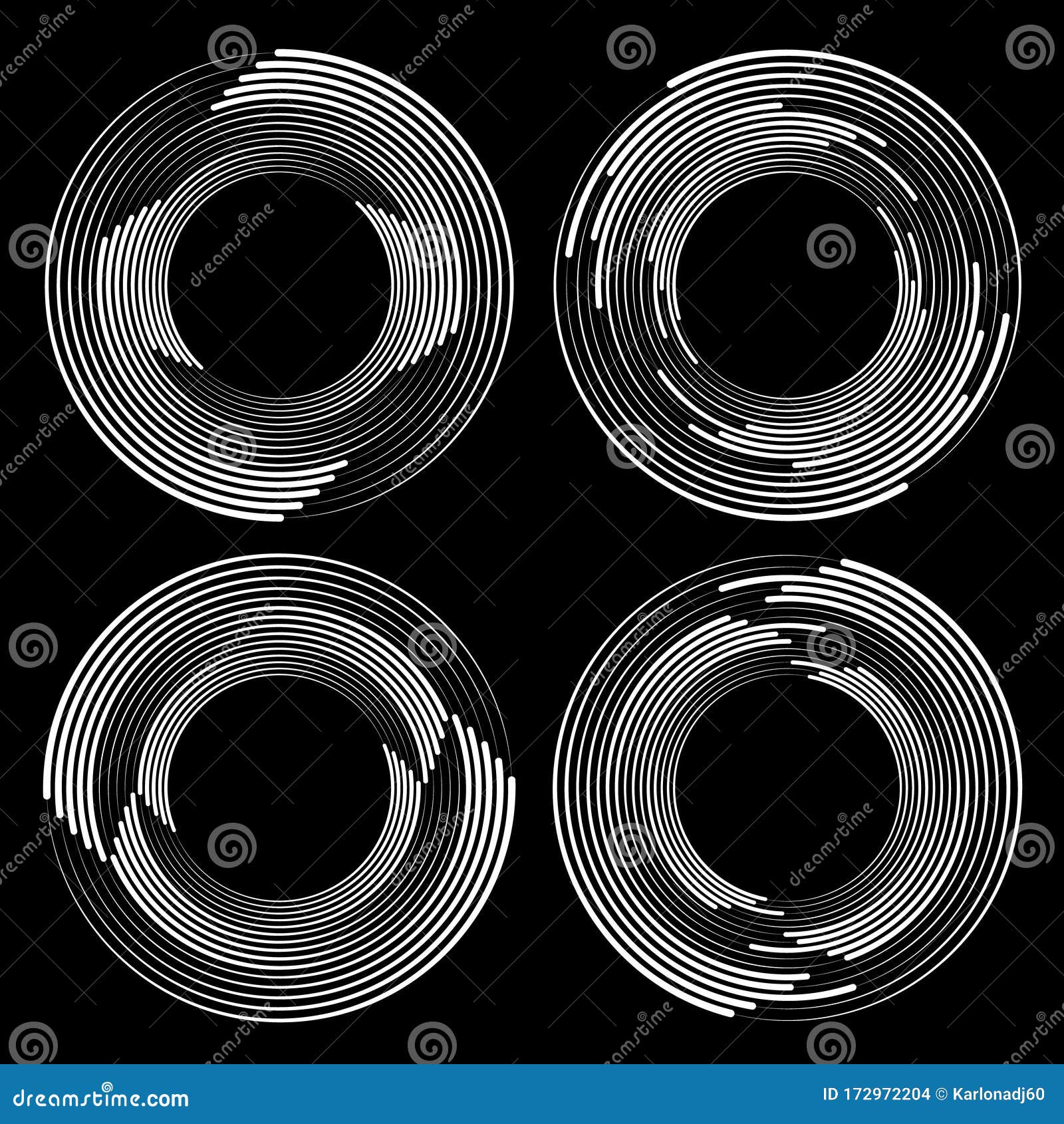 Set of White Abstract Speed Lines in Circle Form Stock Vector ...