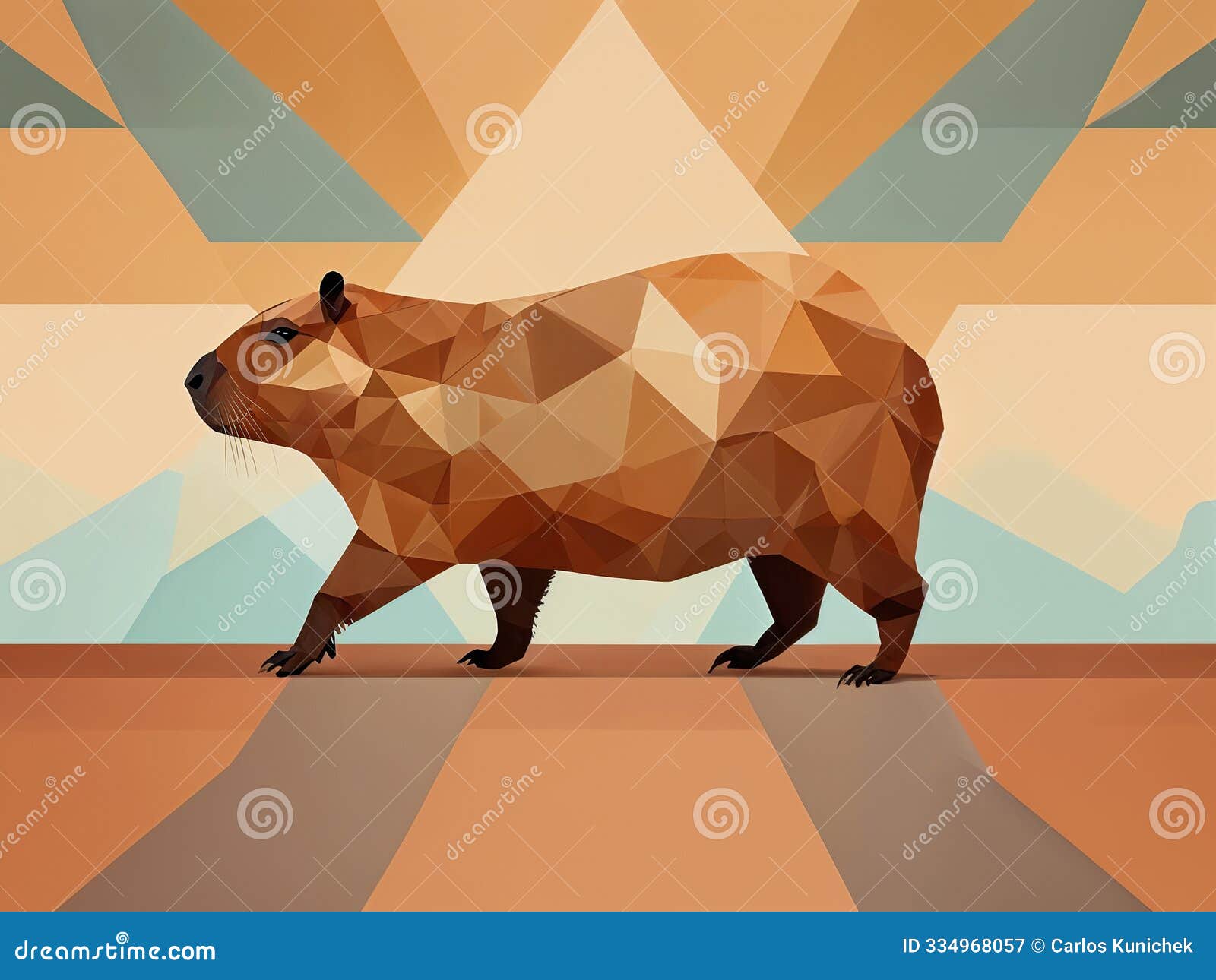 A Geometric Art Image of a Capybara - Generated by Ai Stock ...