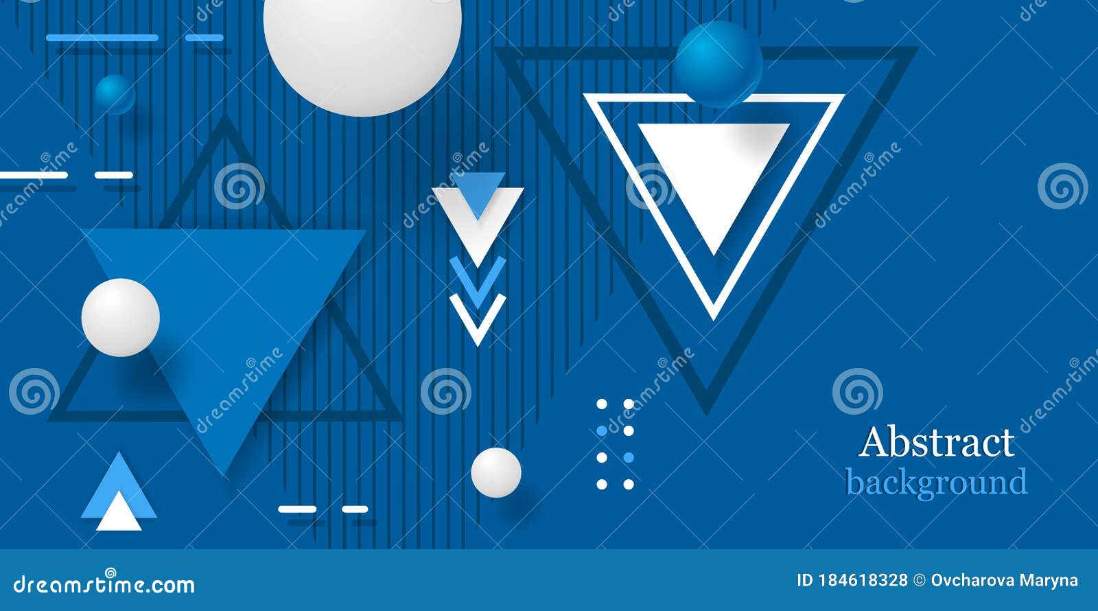 Geometric Background 3D. Abstract Blue Background with Spheres and ...