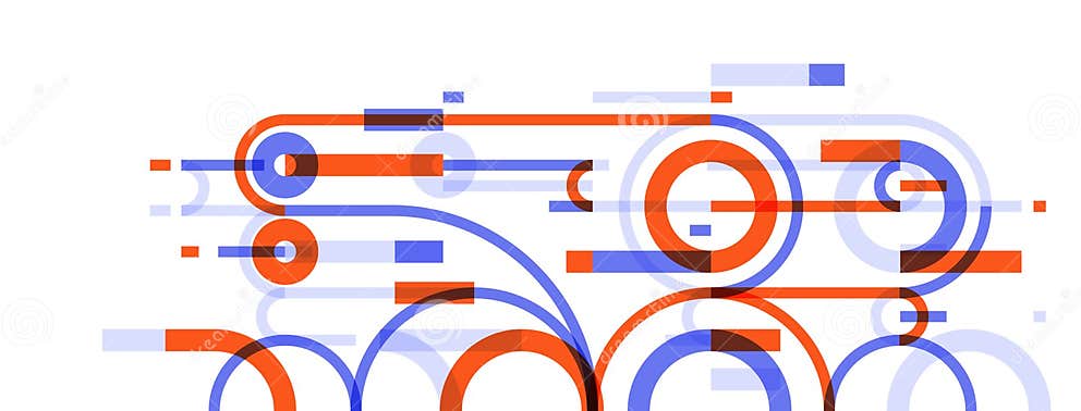 Geometric Background with Circles and Lines Vector Art, Abstract Composition Technical Plan ...