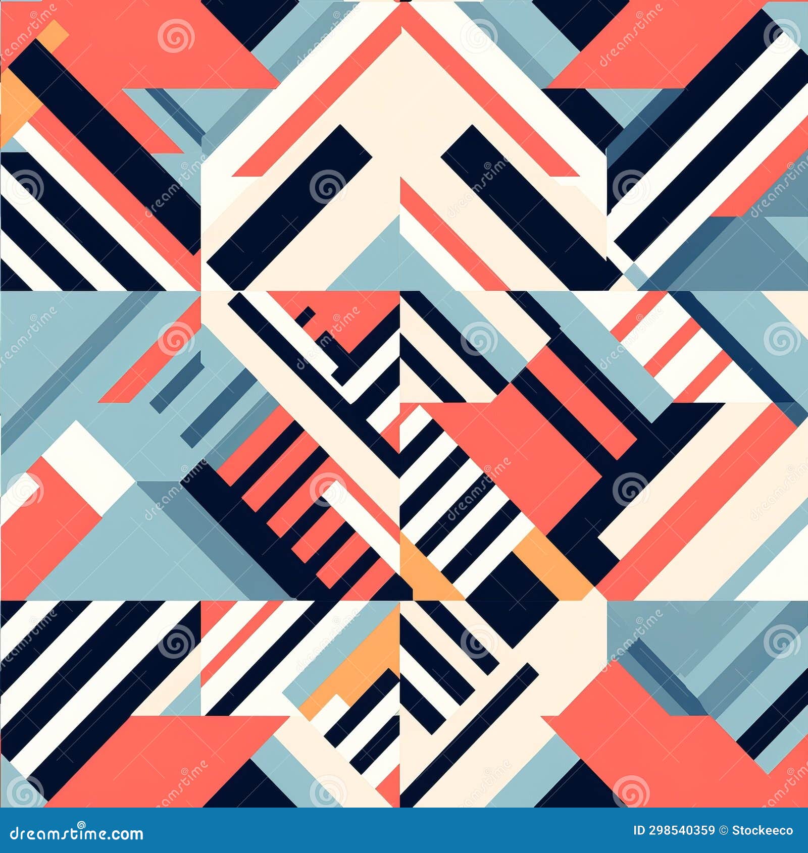Bold Geometric Pattern with Red, Blue, and Black Lines Stock Illustration - Illustration of ...