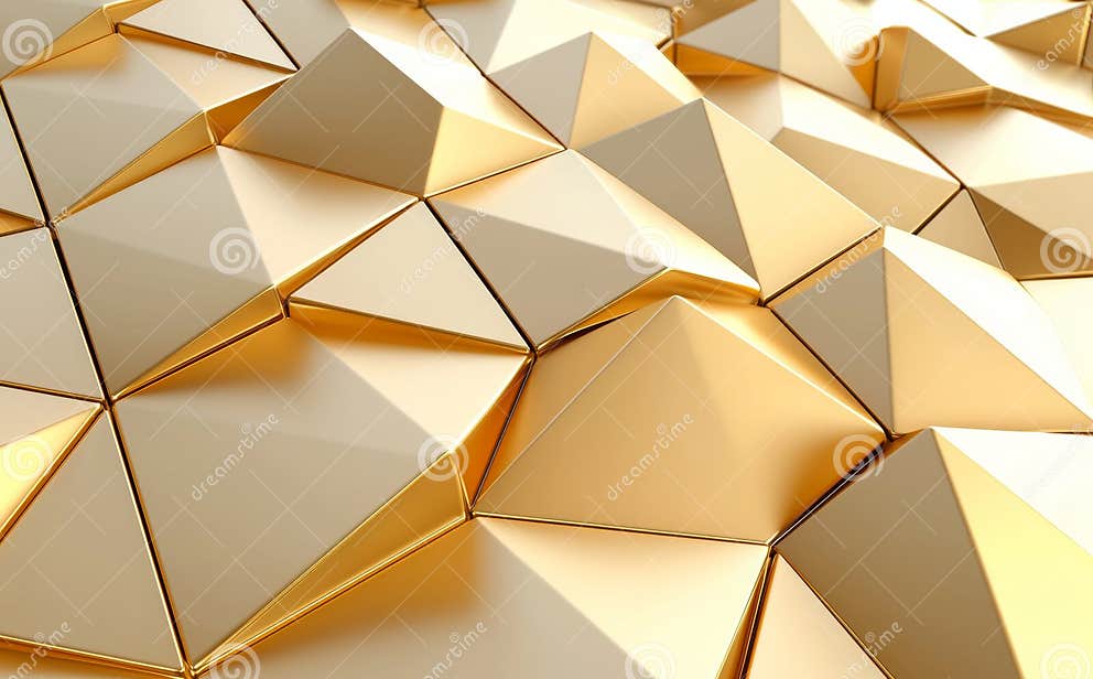 A Geometric Background in Gold Color, a Polygonal Pattern in Low ...