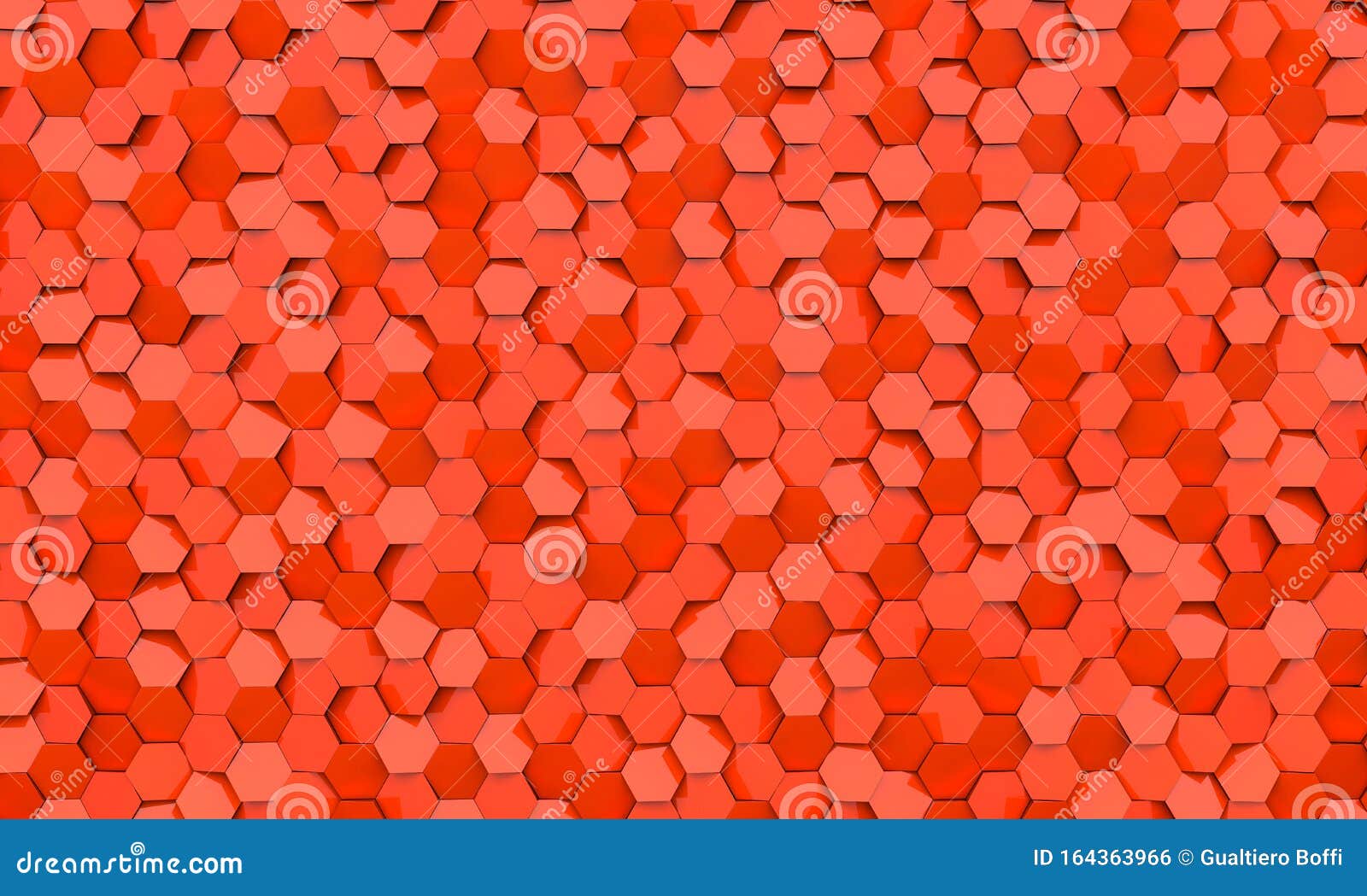 Geometric Background with Hexagonal Coral-colored Figures Stock ...