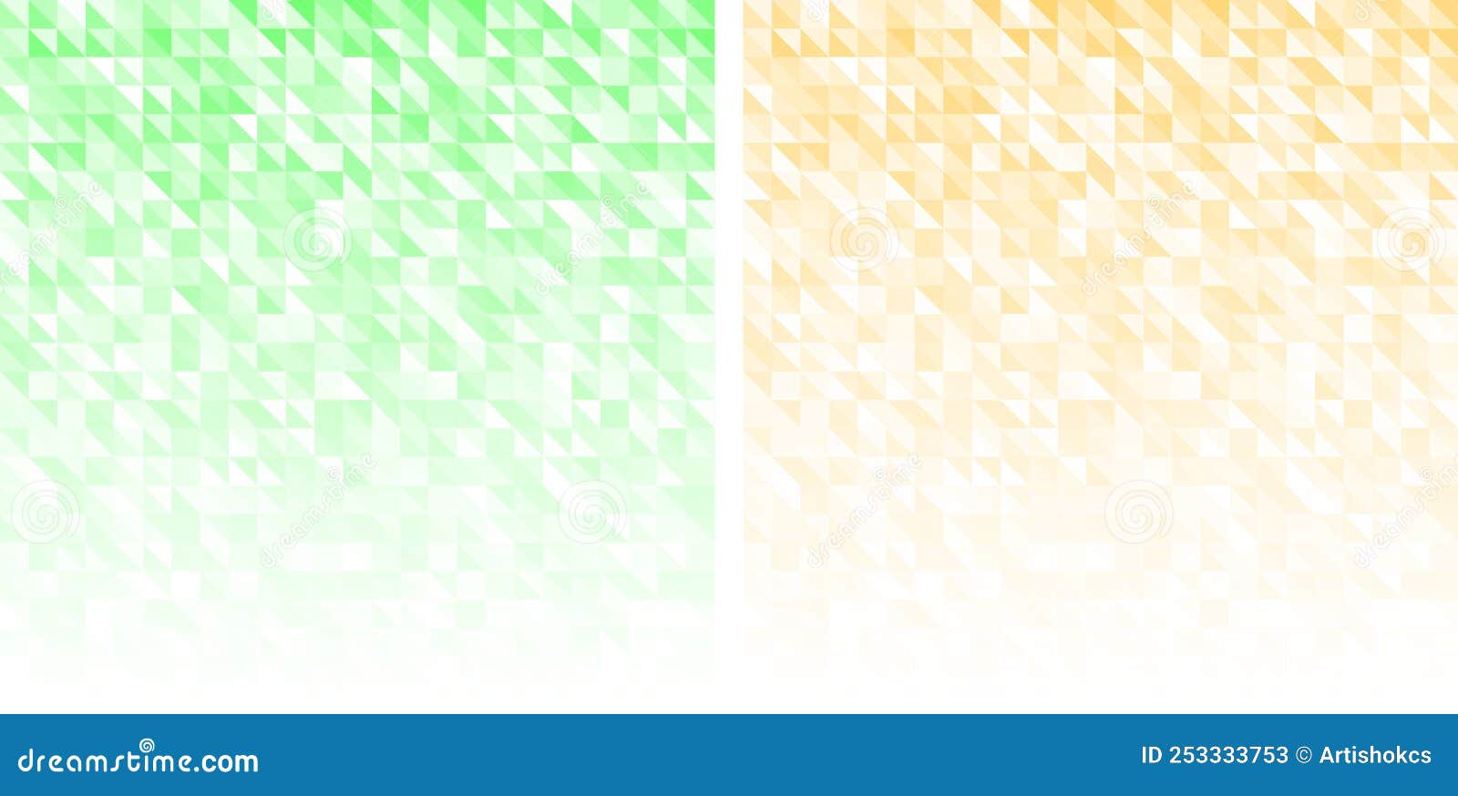 Geometric Background Set. Triangle Pattern. Green and Orange Color ...