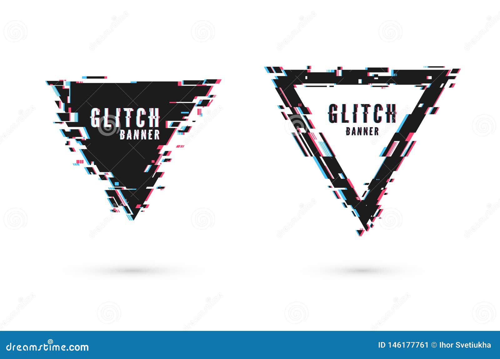 Geometric Banner with Distortion Effect - Glitch. Triangle Shape Frame ...