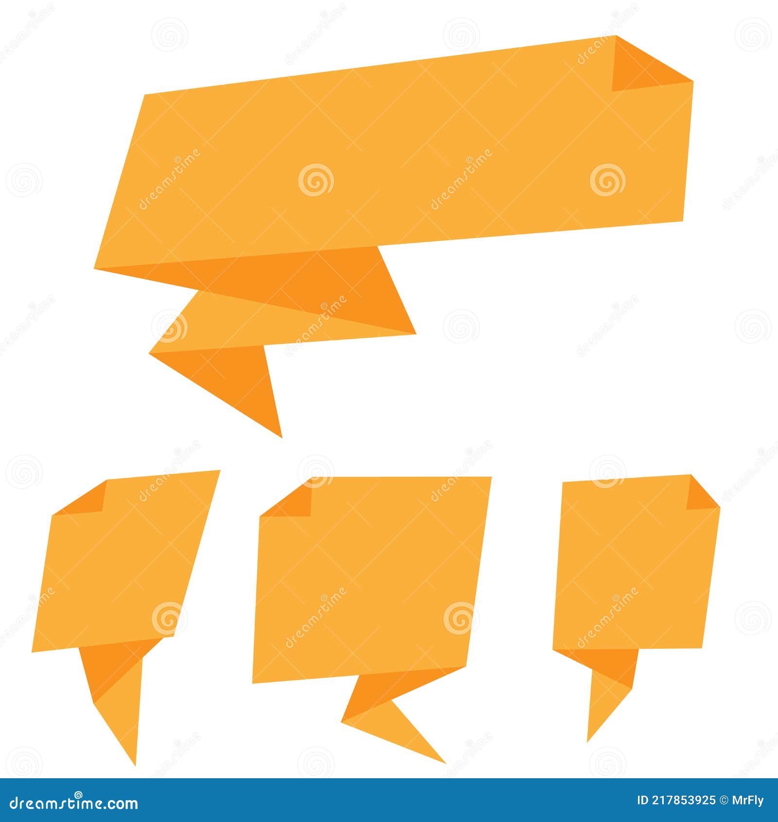 Geometric Banner, Sticker, Word Box Set, Yellow Vector Illustration ...