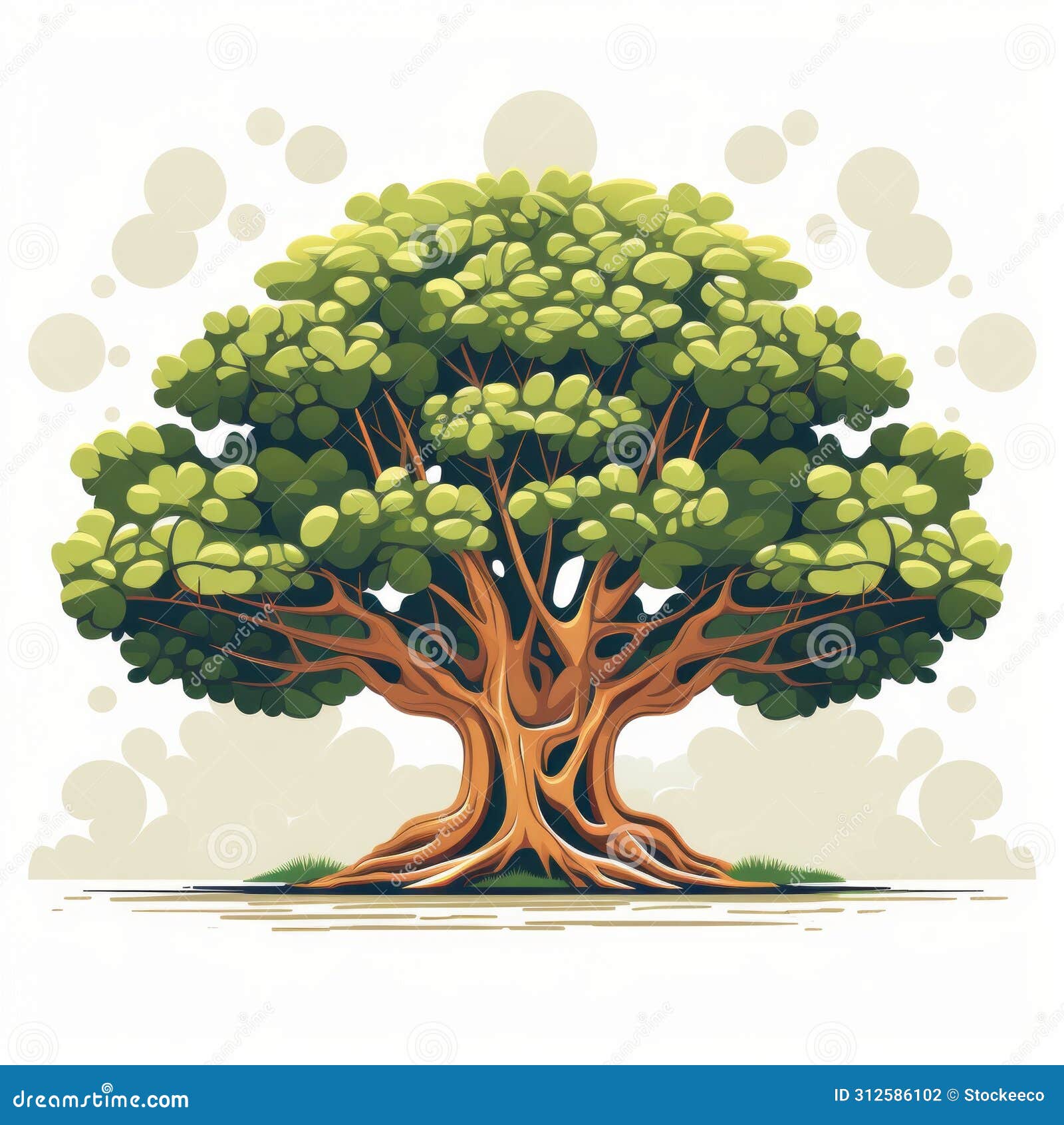 Geometric Banyan Tree Illustration: a Flat-color Vector Art Stock ...