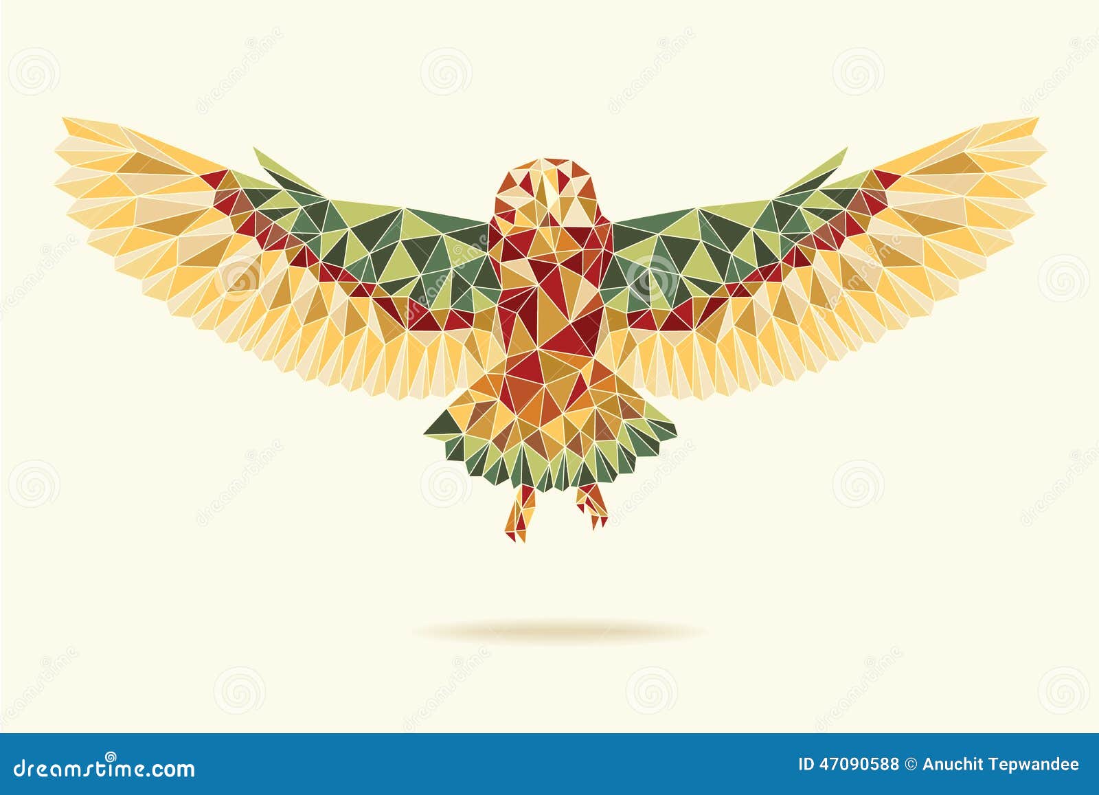 Geometric Barn Owl Flying Abstract Colour Stock Vector - Illustration ...
