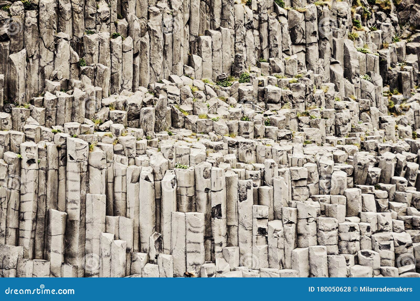 Geometric Basalt Stone Columns on Black Beach in Iceland Stock Photo ...