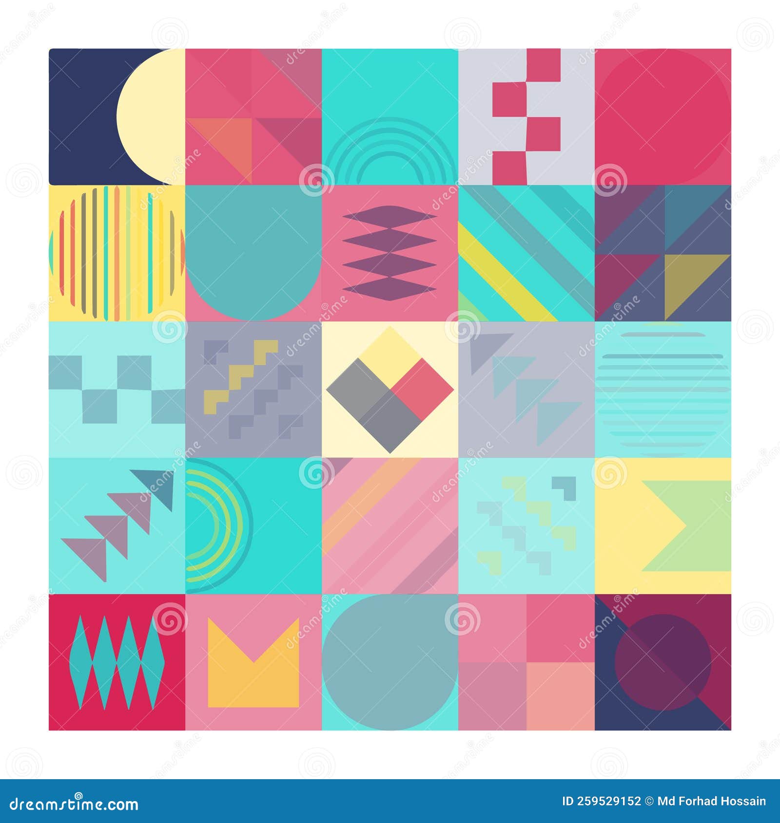 Geometric Bauhaus Pattern Design. Stock Vector - Illustration of modern ...