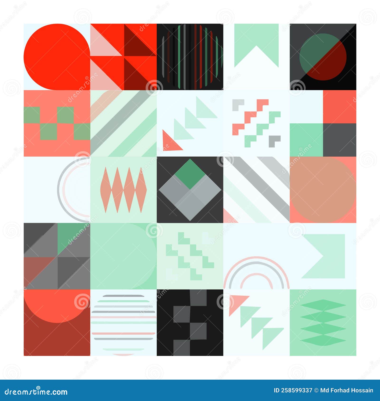 Geometric Bauhaus Pattern Design. Stock Vector - Illustration of ...
