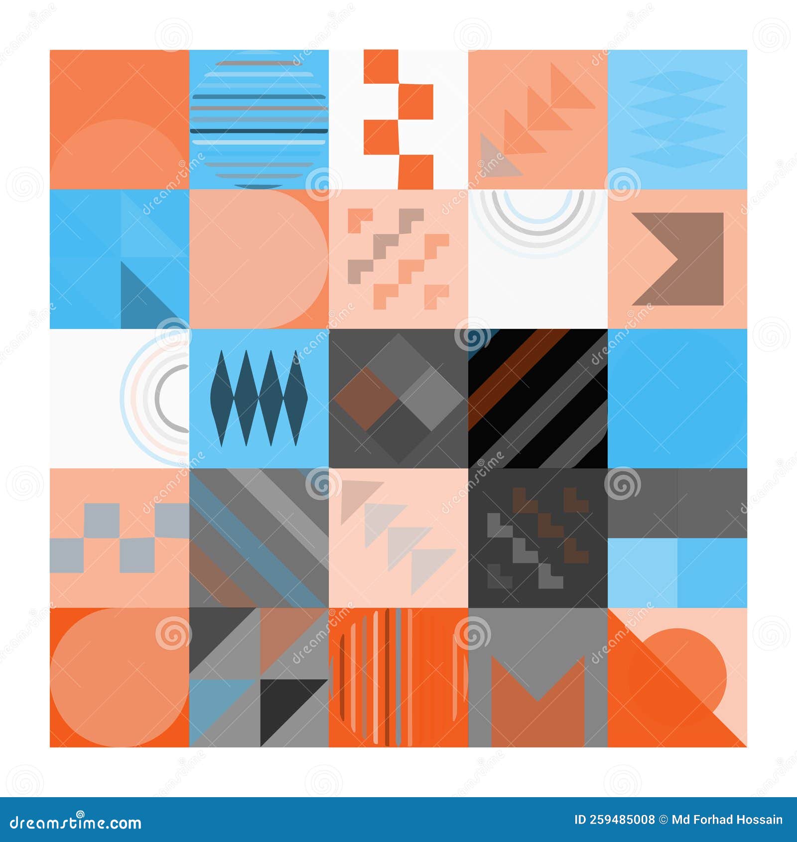 Geometric Bauhaus Pattern Design. Stock Vector - Illustration of shape ...