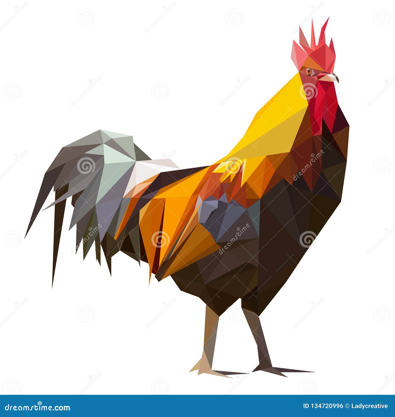 Geometric, Low Poly, Rooster Vector Stock Vector - Illustration of ...