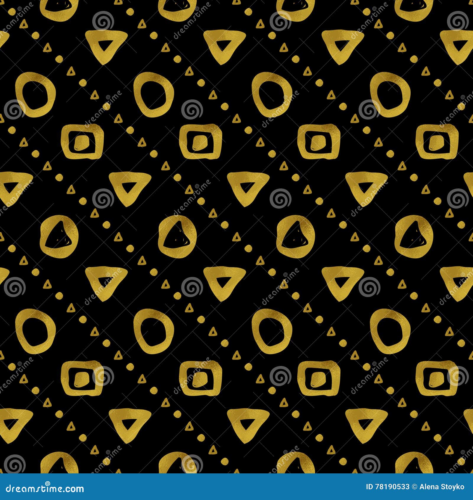 Geometric Black and Gold Seamless Pattern Stock Vector - Illustration ...