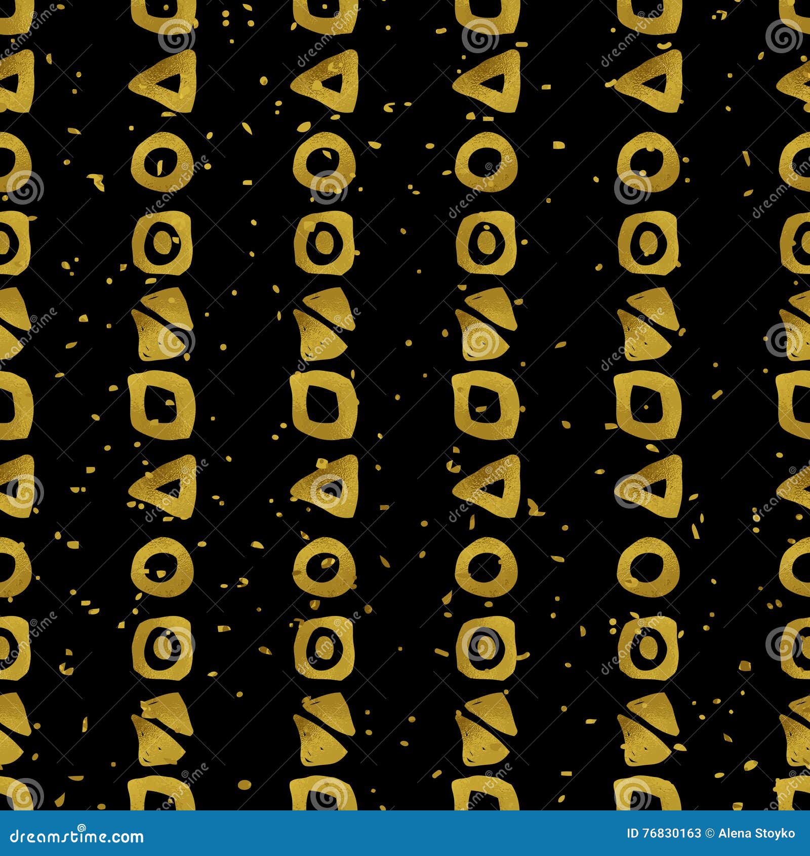 Geometric Black and Gold Seamless Pattern Stock Vector - Illustration ...