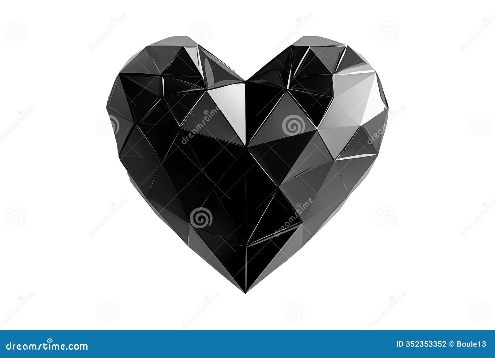 Geometric Black Heart with Gold Accents, Angular Patterns and Smooth ...