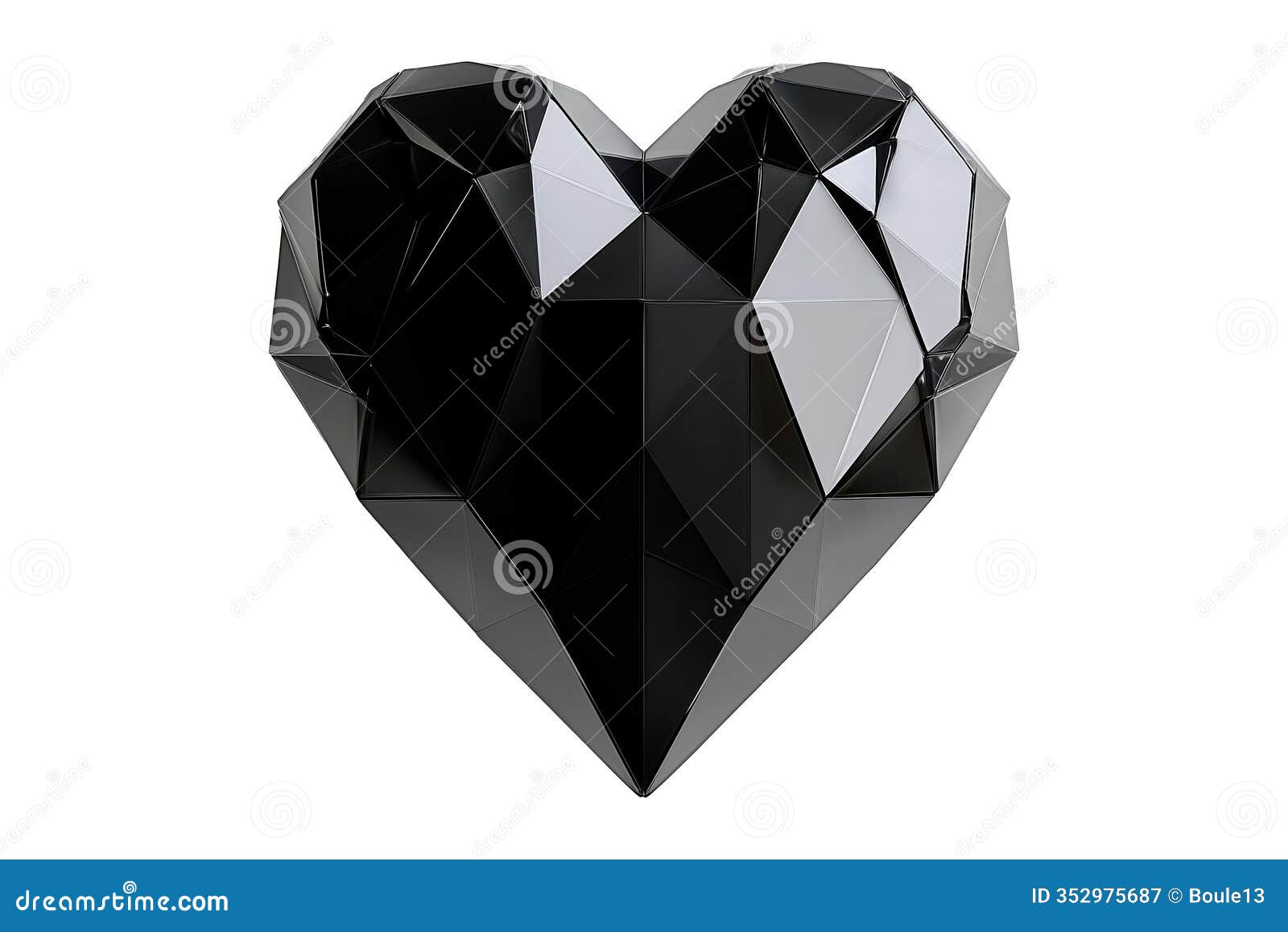 Geometric Black Heart with Gold Accents, Angular Patterns and Smooth ...