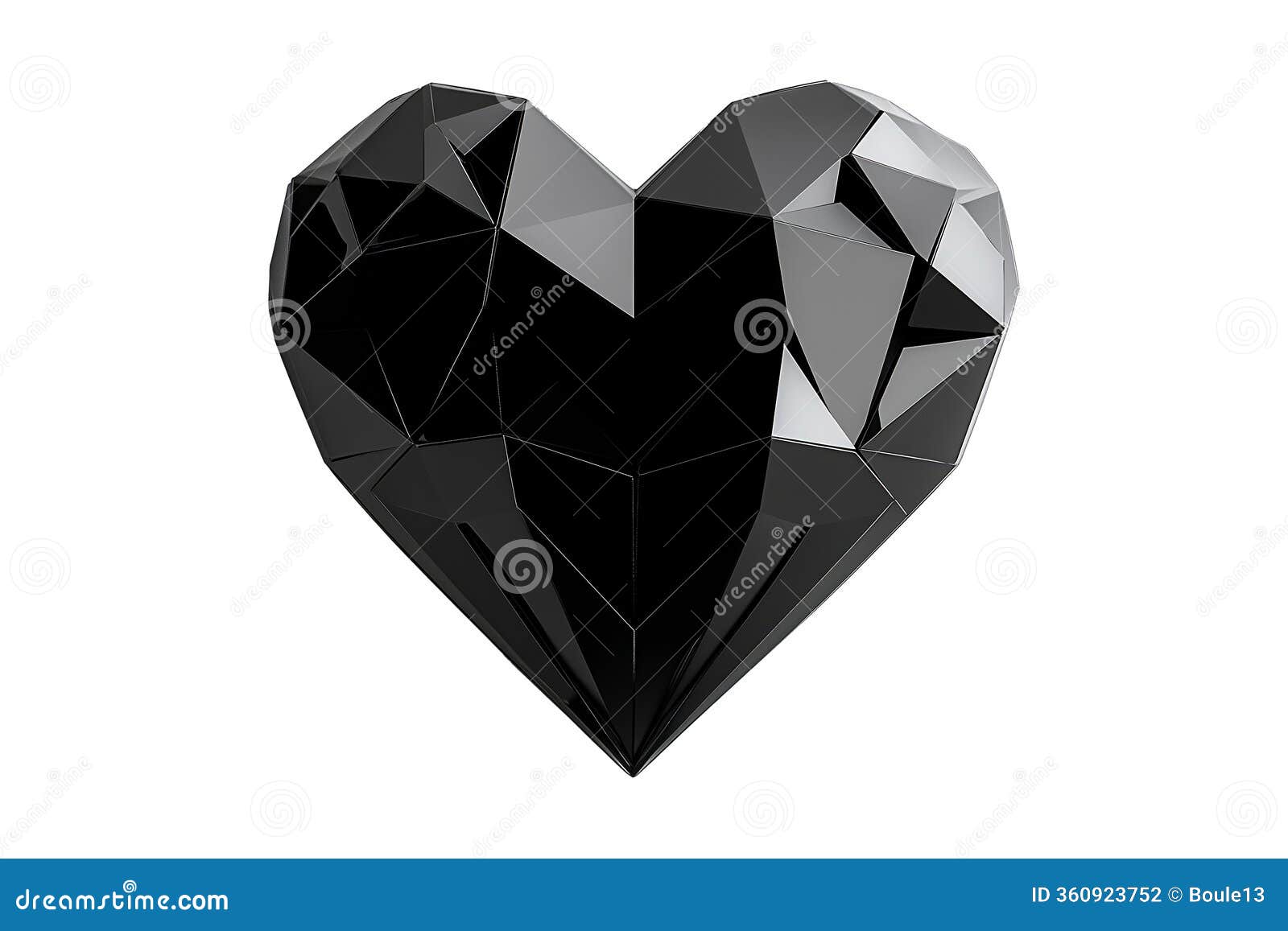 Geometric Black Heart with Gold Accents, Angular Patterns and Smooth ...