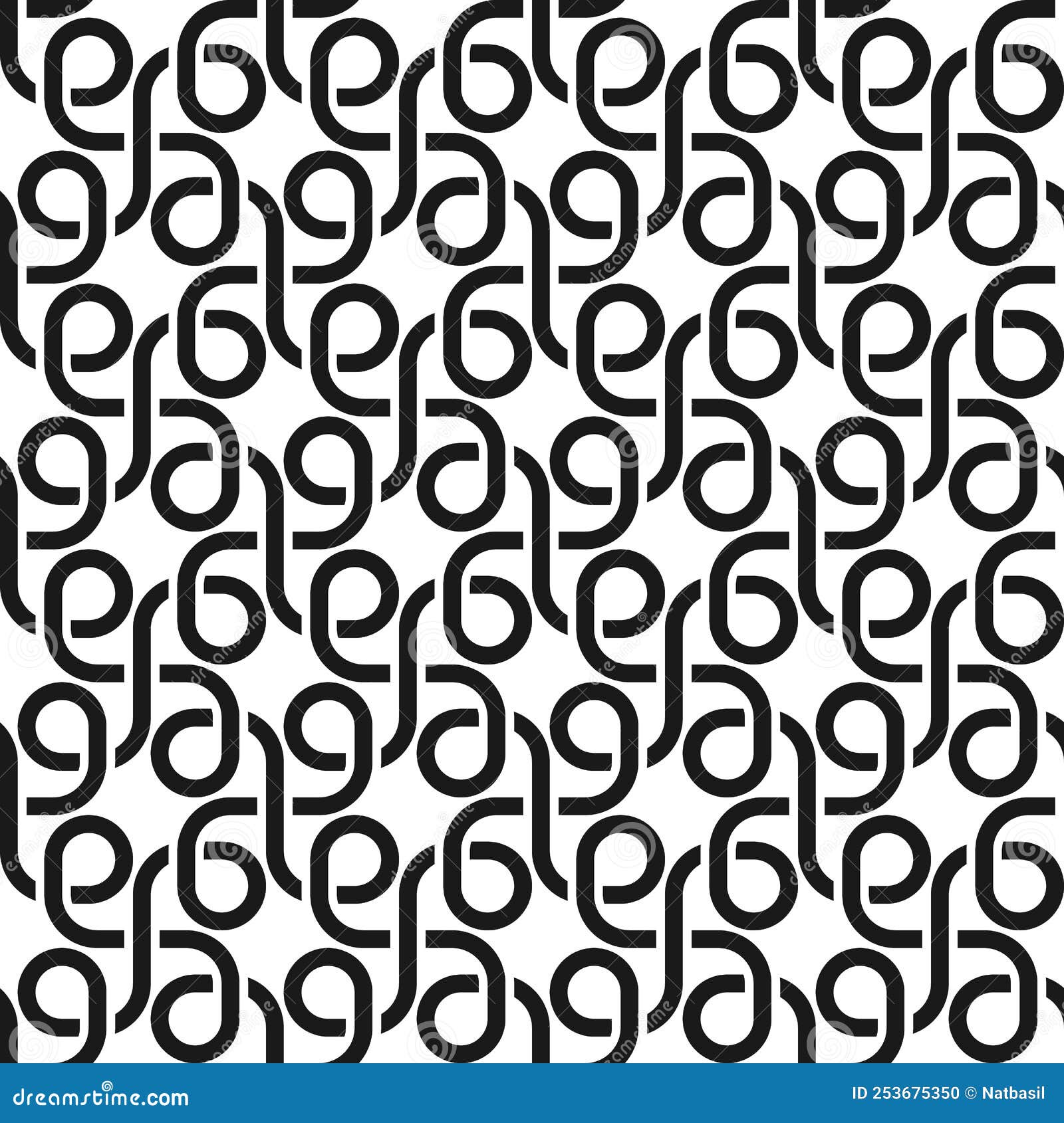 Geometric Black Loops Seamless Pattern Stock Vector - Illustration of ...