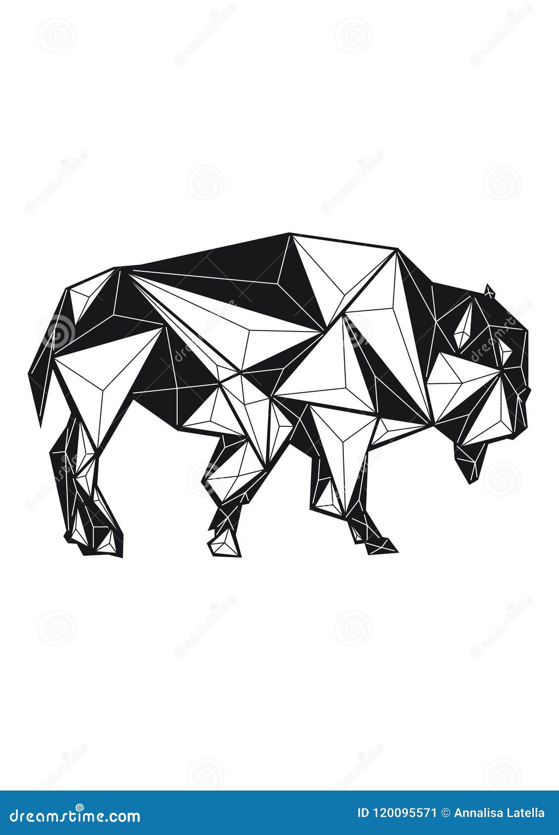 Isolated geometric Bison stock illustration. Illustration of sign ...