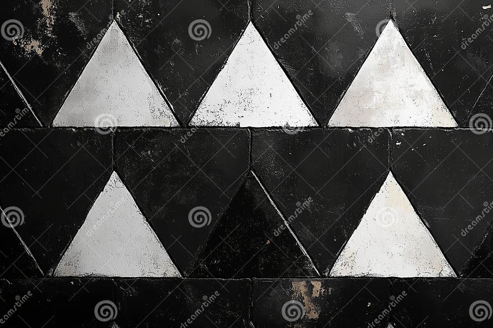 Geometric Black and White Triangular Tile Pattern on a Textured Surface ...