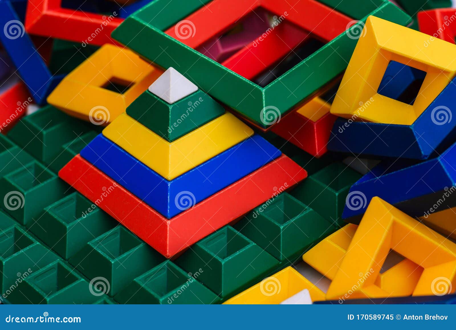 Geometric Blocks Constructor. the Colored Pyramid is Assembled from ...