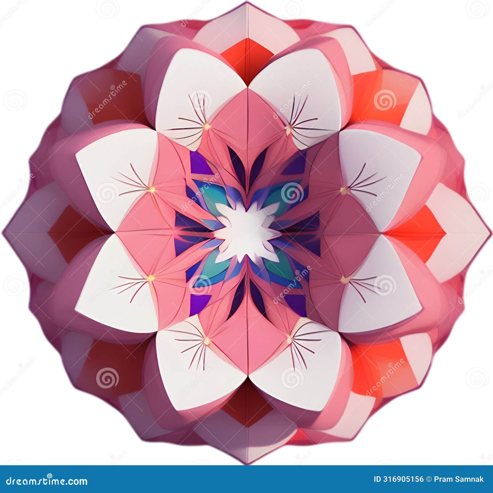 A Vibrant Flower Constructed from Overlapping Geometric Shapes. Stock ...