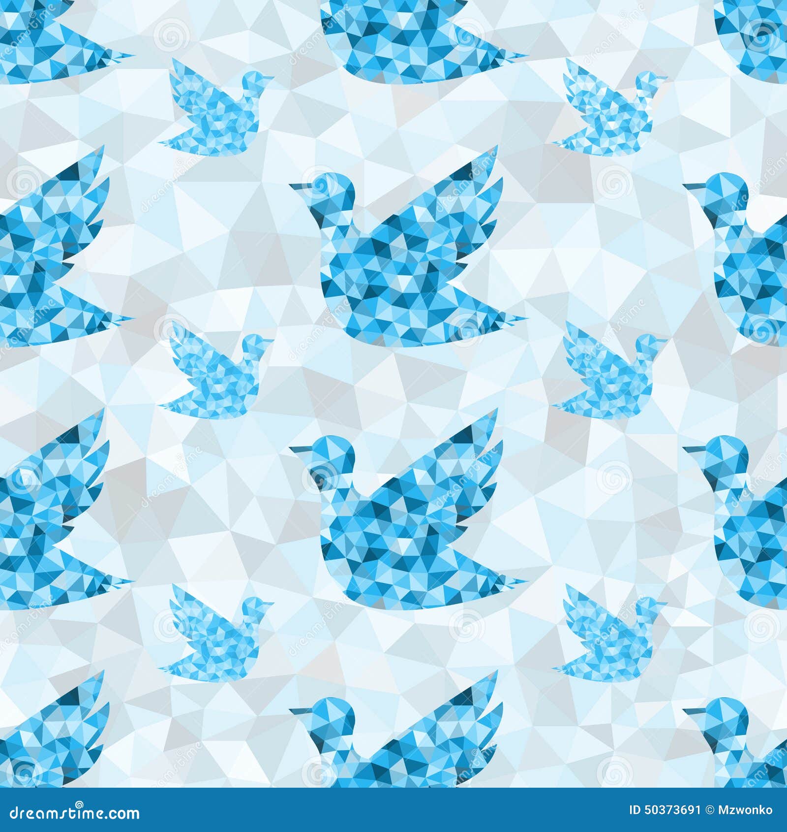 Geometric Blue Bird Pattern Stock Illustration - Illustration of ...