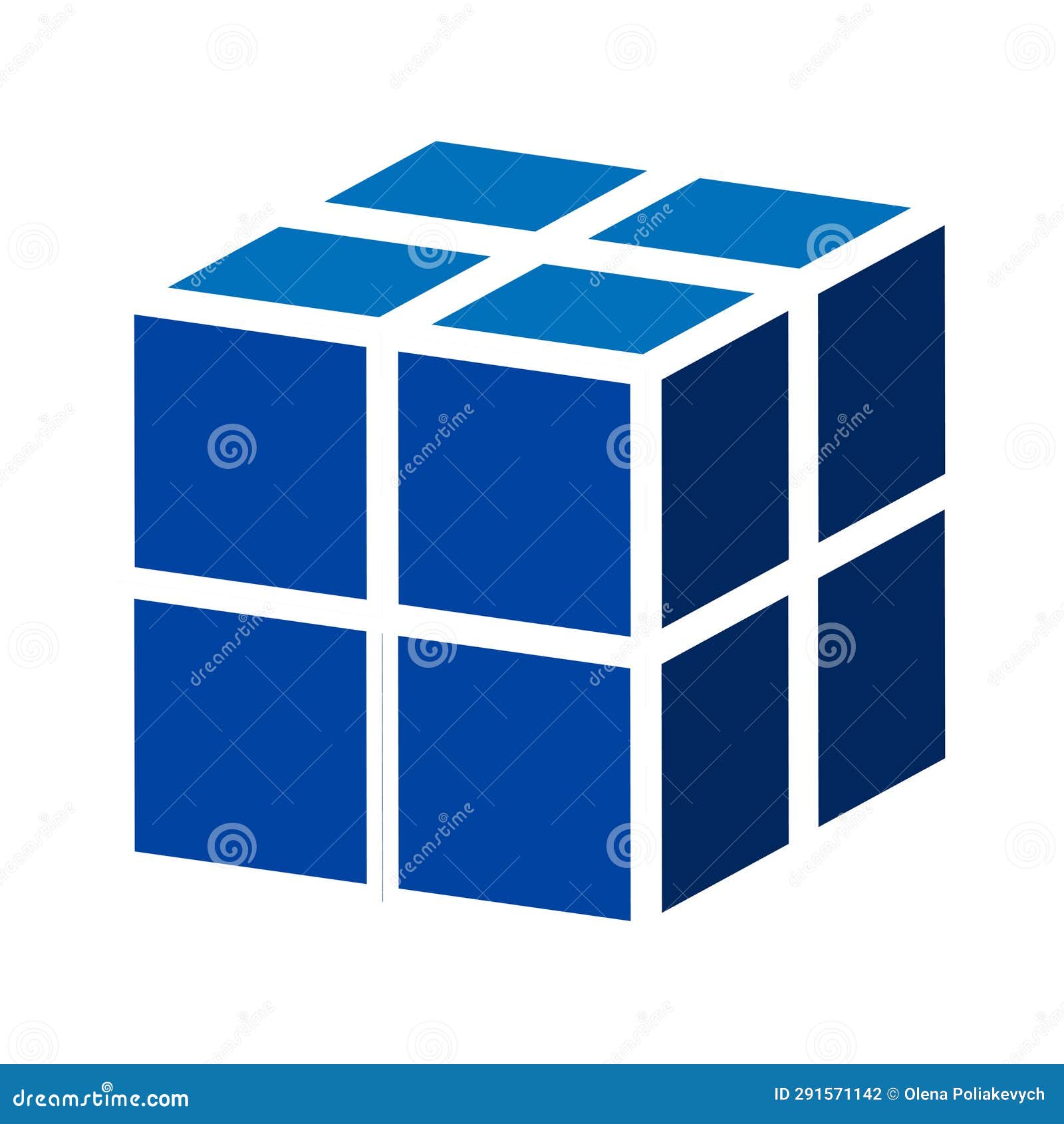 Geometric Blue Cube of 8 Smaller Cubes. Vector Illustration. EPS 10 ...