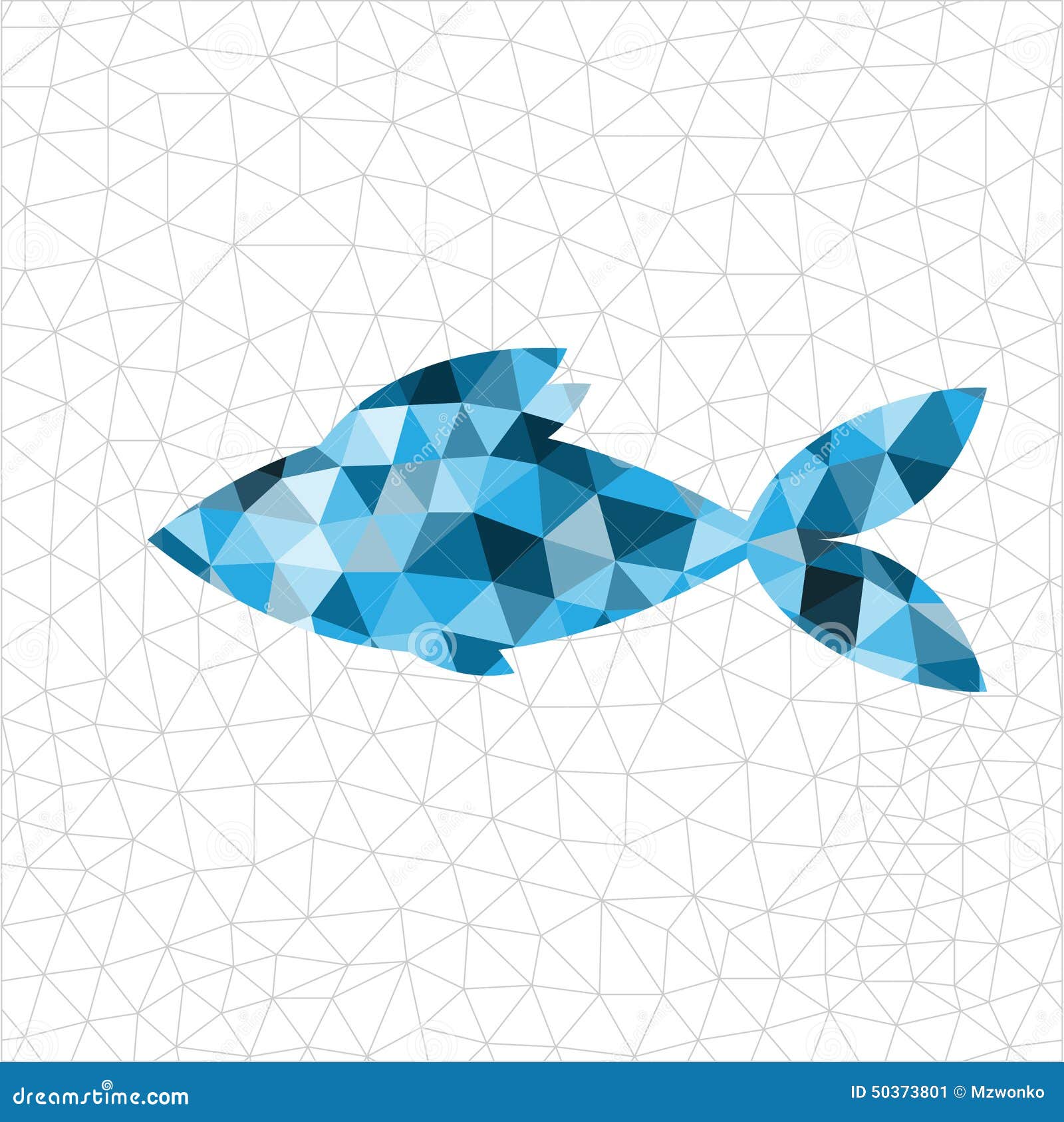 Geometric blue fish stock illustration. Illustration of element - 50373801