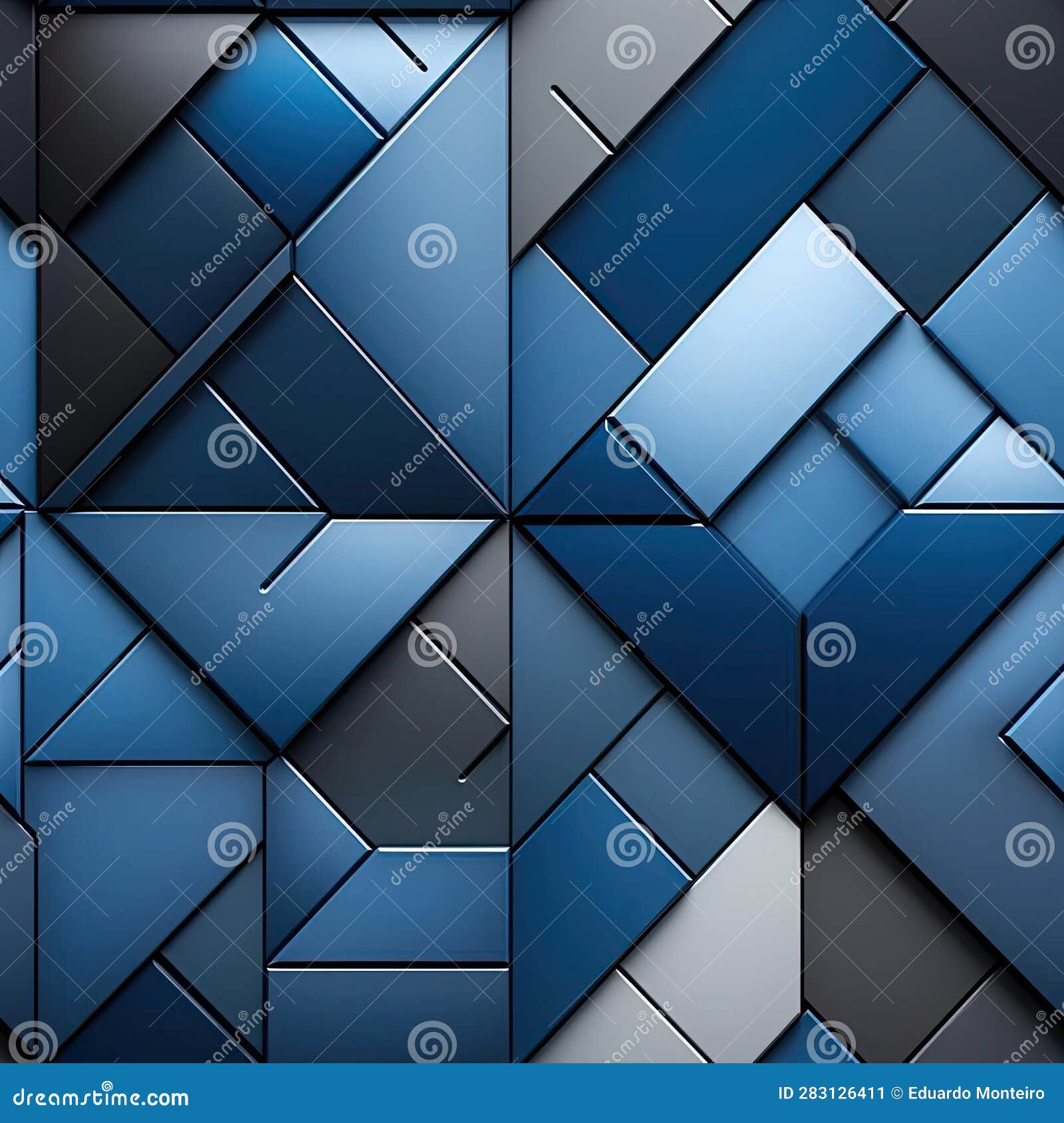 Geometric Blue and Gray Wallpaper with Bold Shadows and Metallic ...