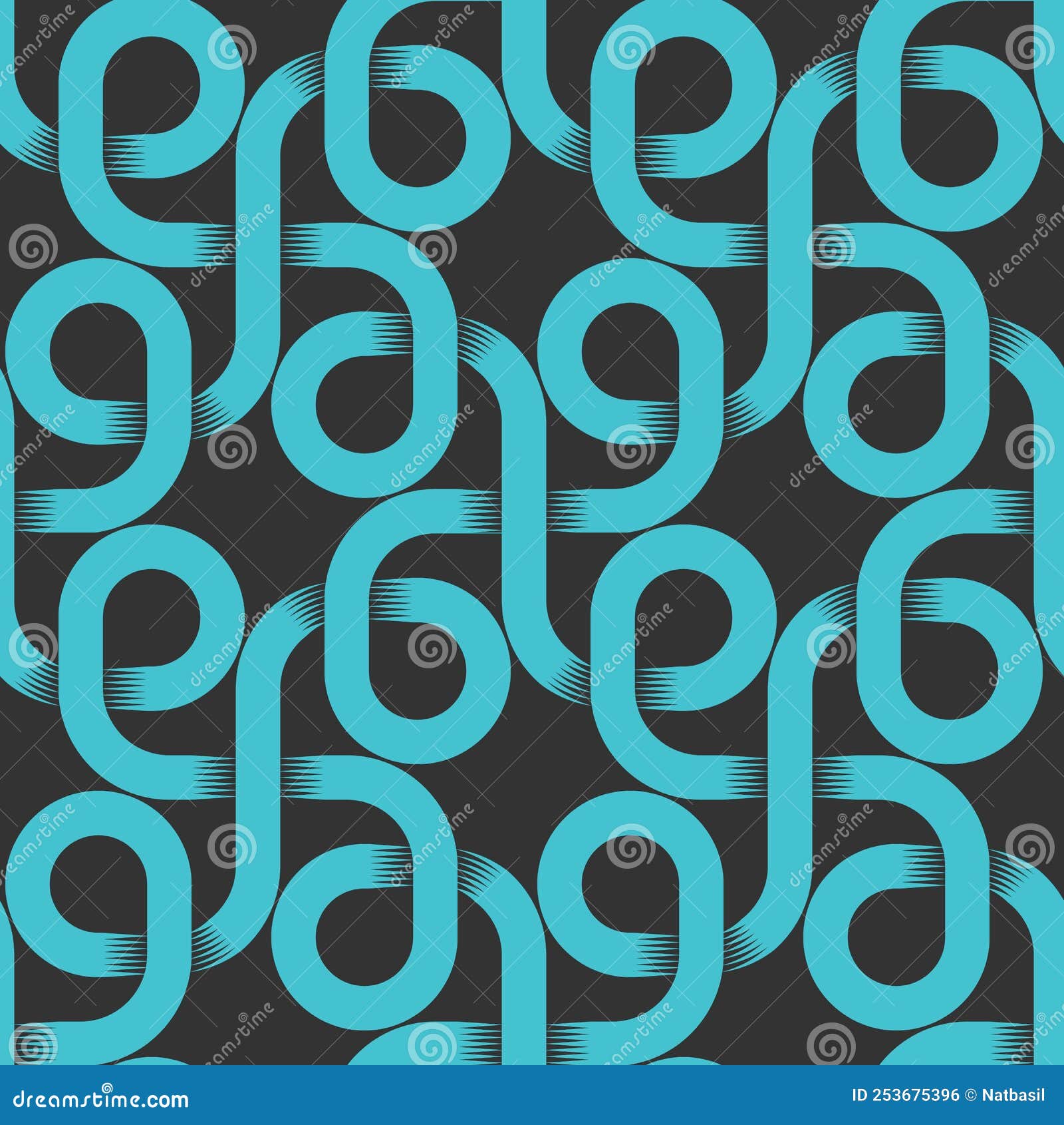 Geometric Blue Loops Seamless Pattern Stock Vector - Illustration of ...