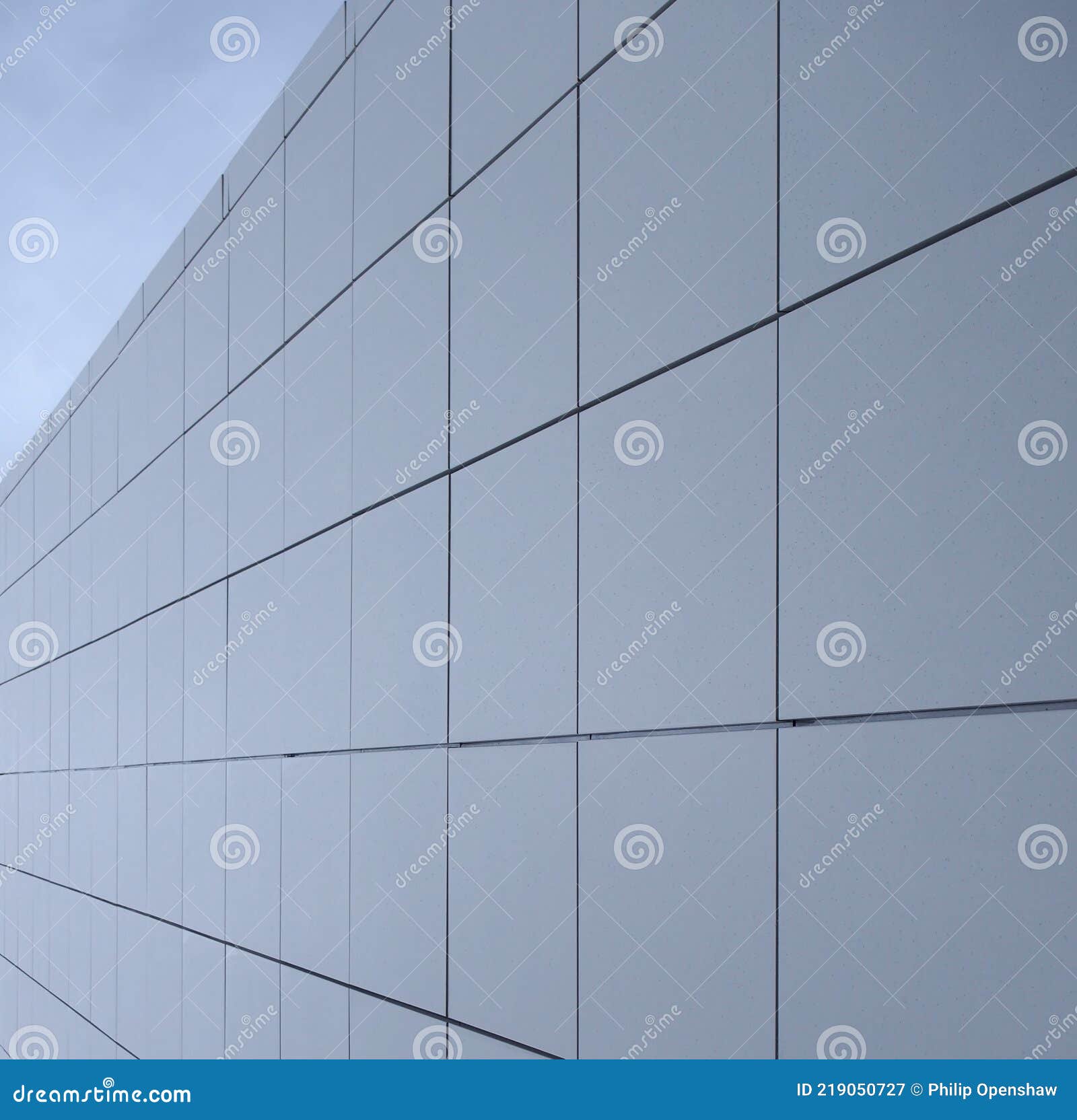 Geometric Blue Metallic Cladding Modern Facade in Perspective View with ...