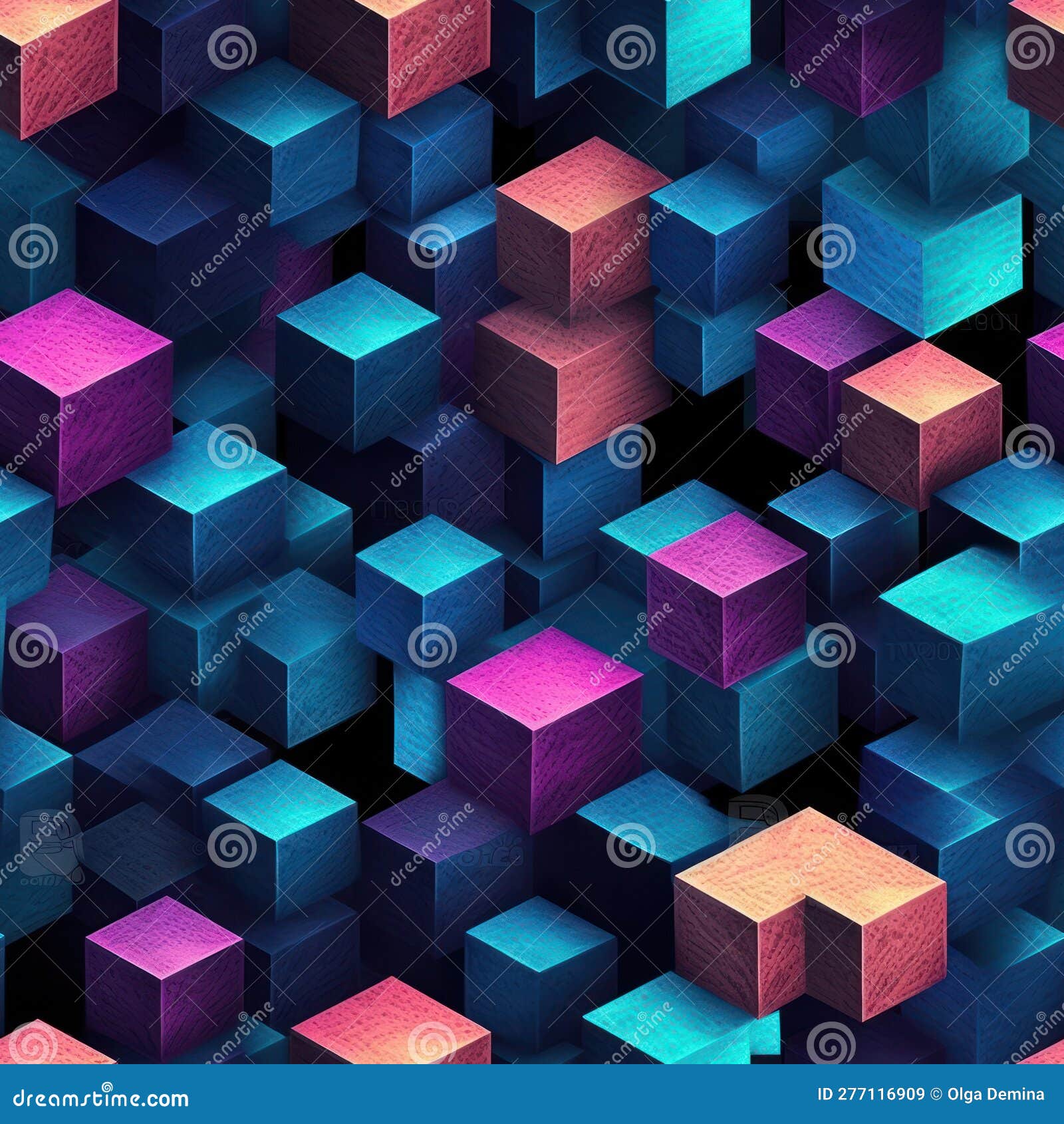 Geometric Blue and Purple Cubes Background Seamless Pattern Stock ...