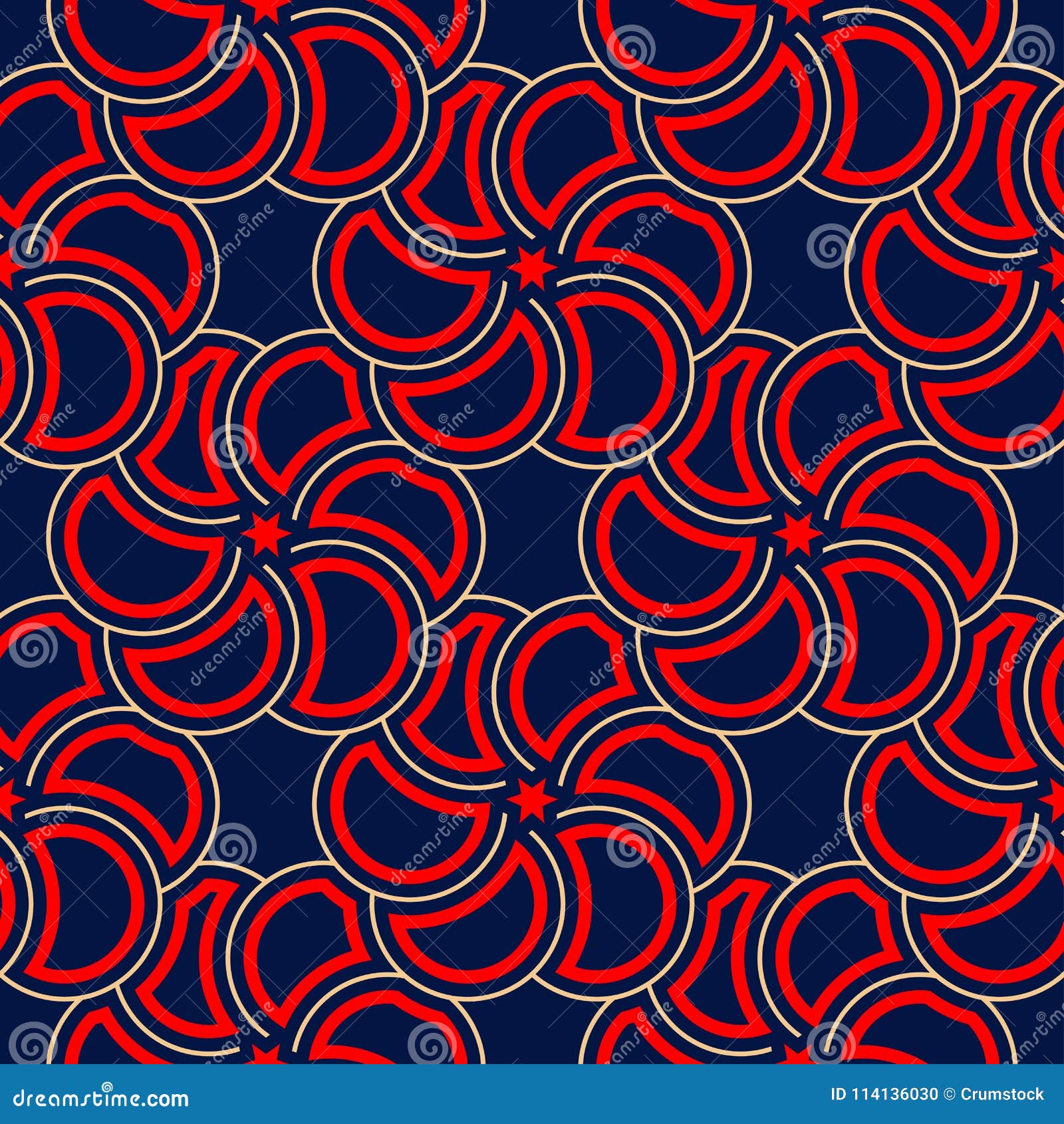 Geometric Blue Seamless Background. Colored Red and Beige Pattern Stock ...