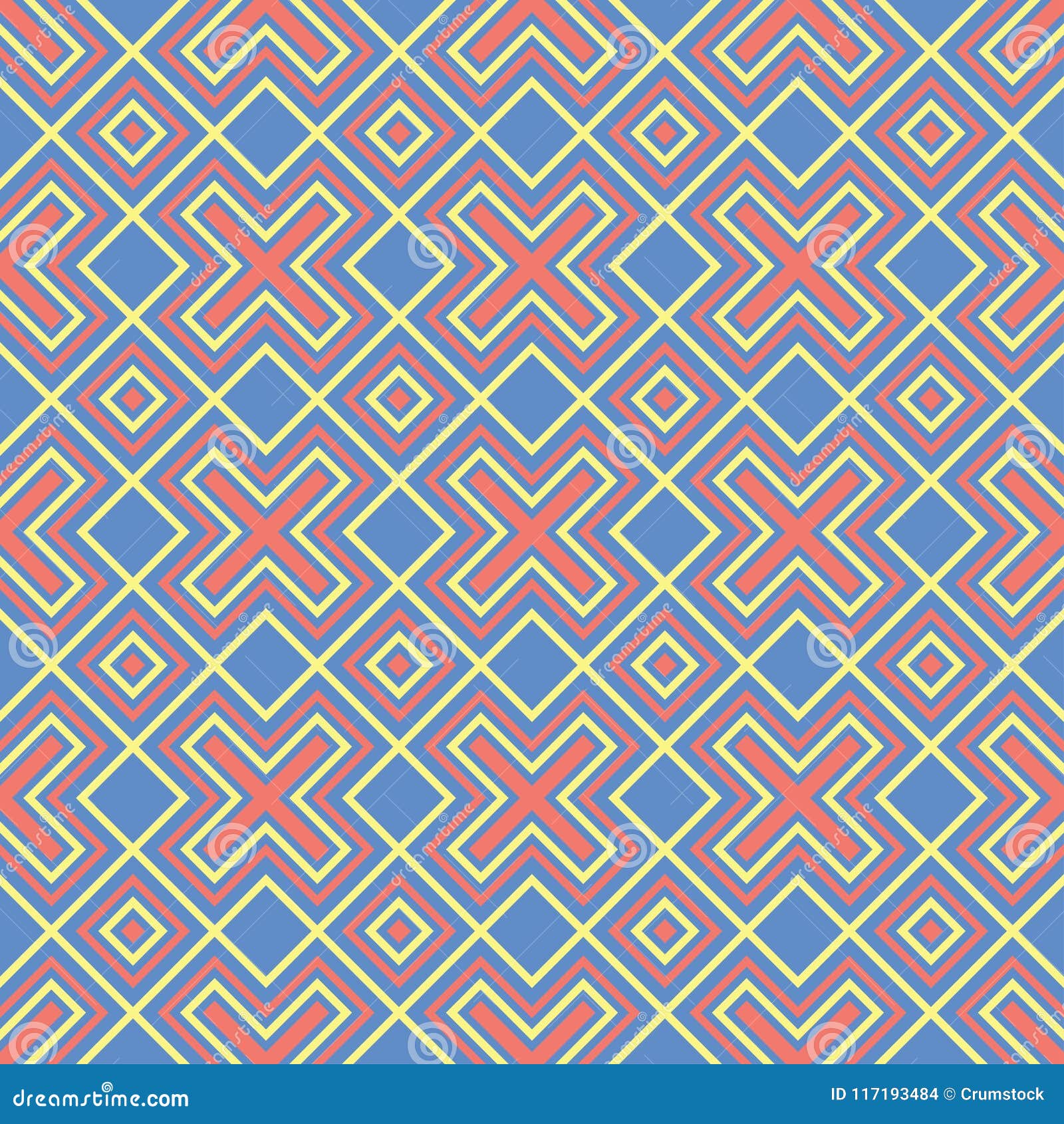 Geometric Blue Seamless Pattern. Multi Colored Background with Red and Yellow Design Stock ...